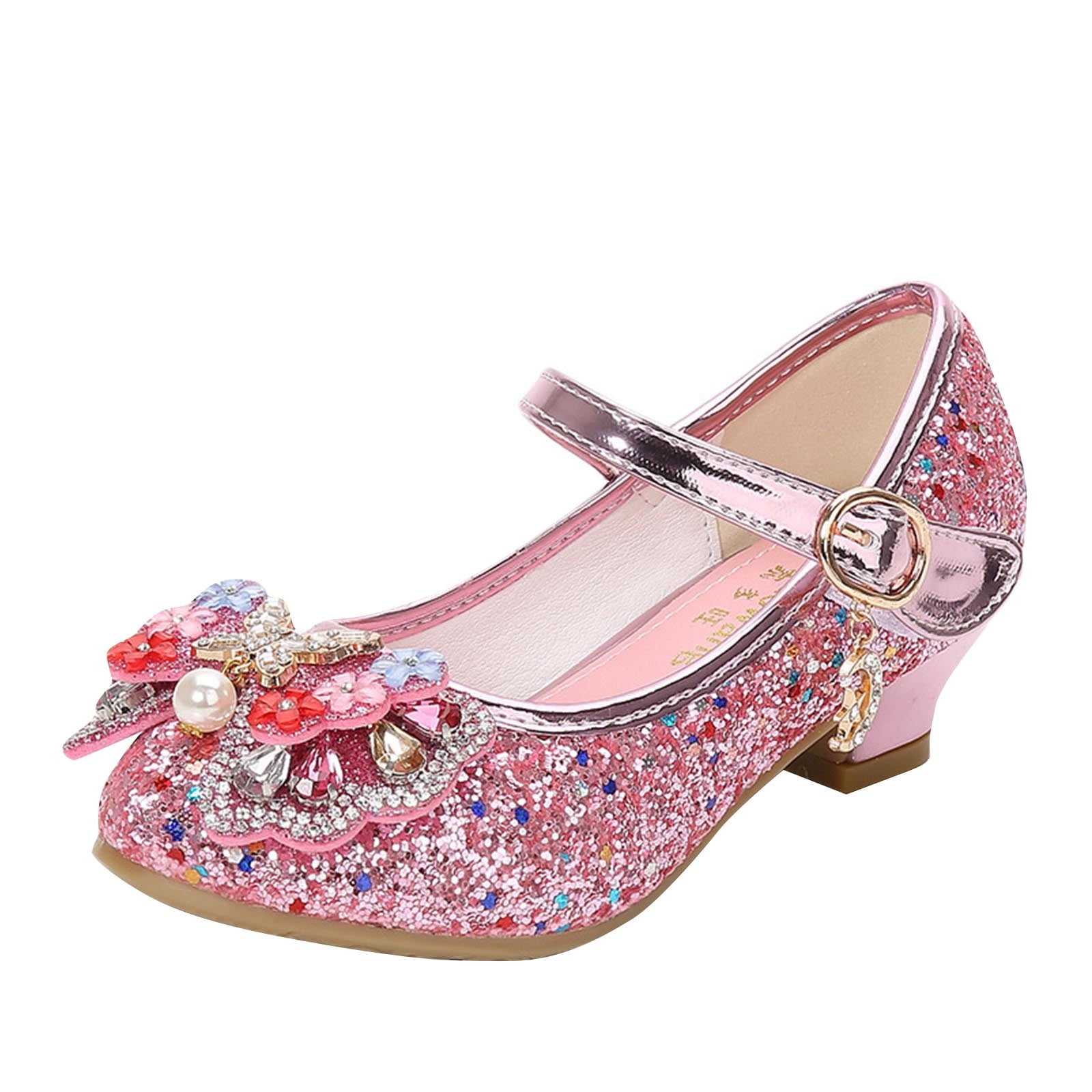 LLYWEY Girls Pumps Shoes, Toddler Girls’ Glitter Sequins Low Heels ...