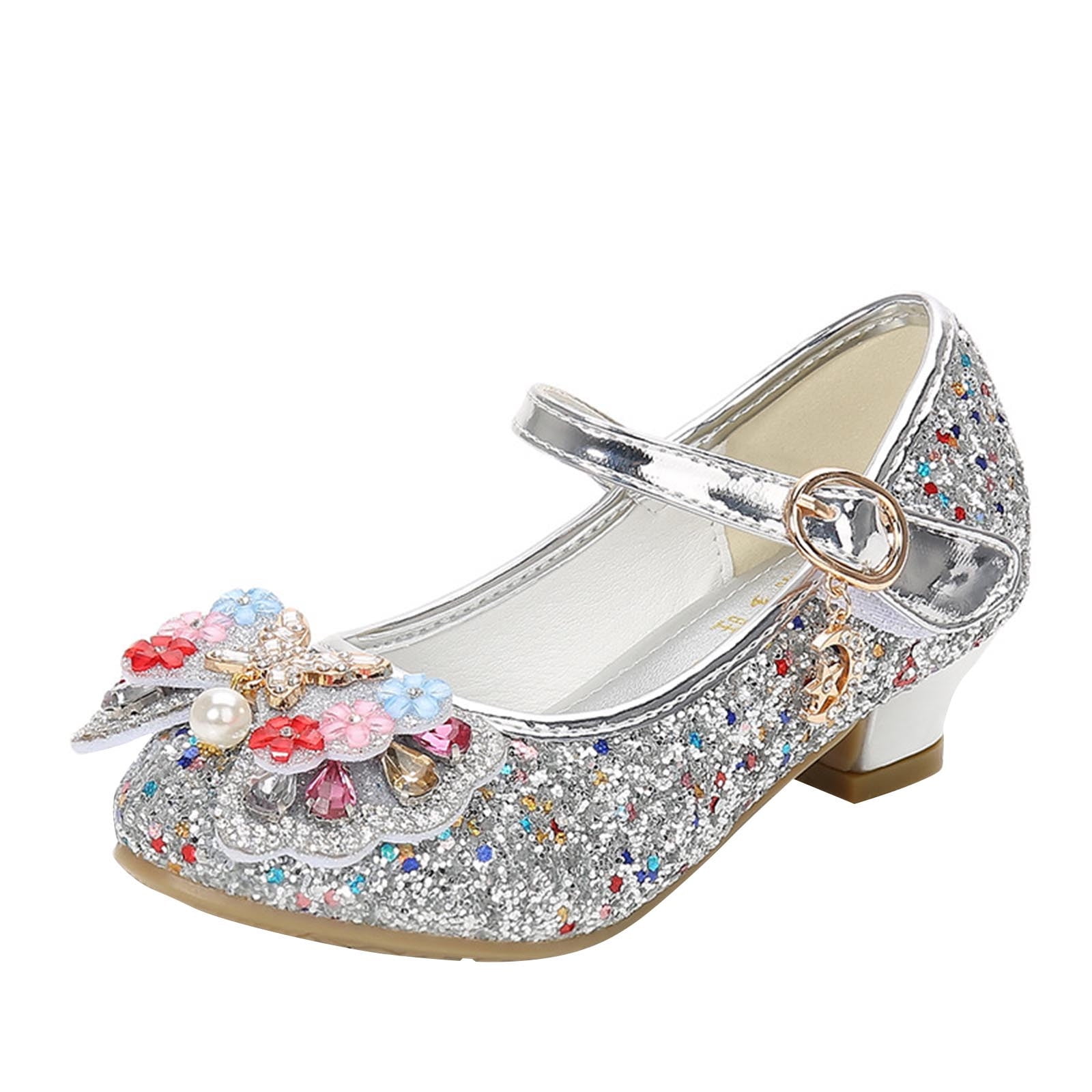 LLYWEY Girls Pumps Shoes, Toddler Girls’ Glitter Sequins Low Heels ...