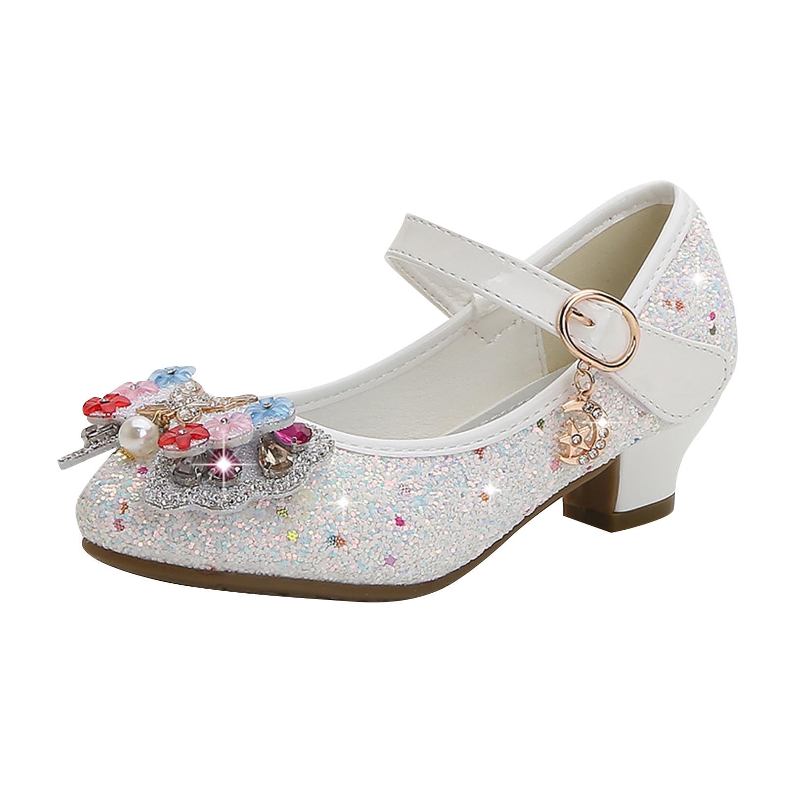 LLYWEY Girls Pumps Shoes, Toddler Girls’ Glitter Sequins Low Heels ...