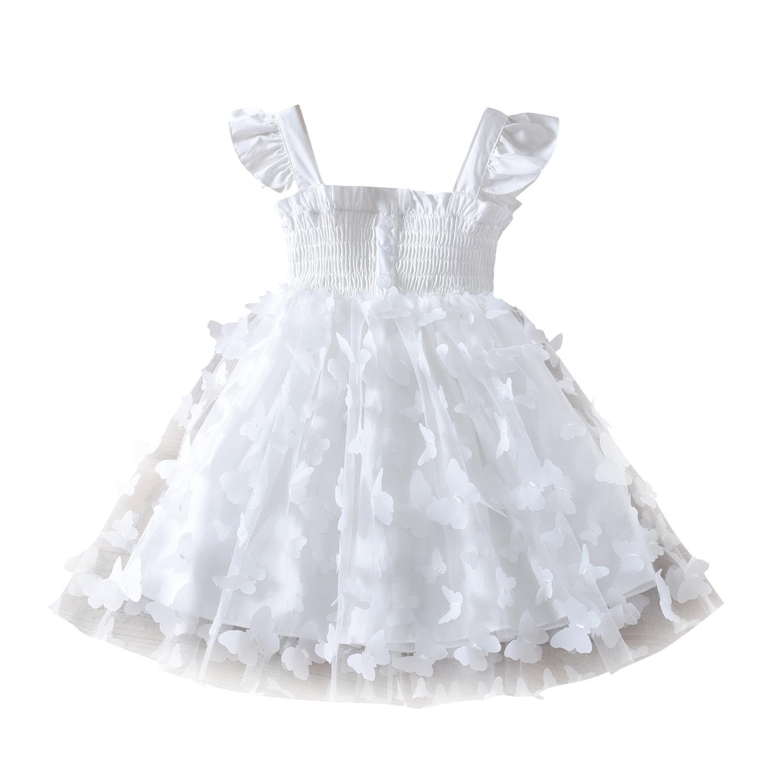 LLYWEY Girls Ruffle White Dresses, Toddler Girl Summer Dresses, Cute ...