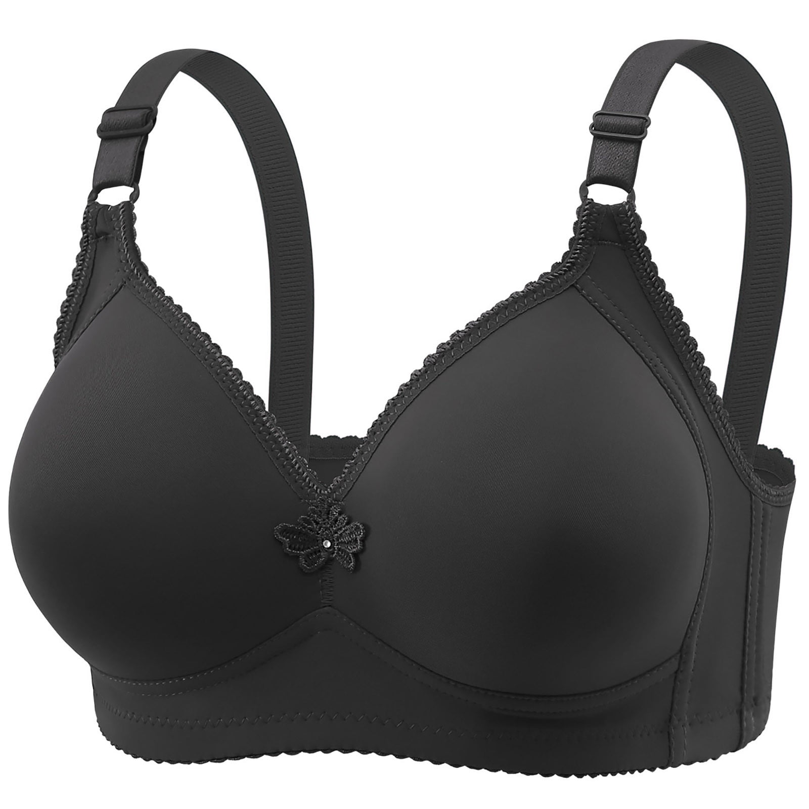 LLYWEY Women’s Plus Full Coverage Wireless Bras Hook & Eye Closure Push ...