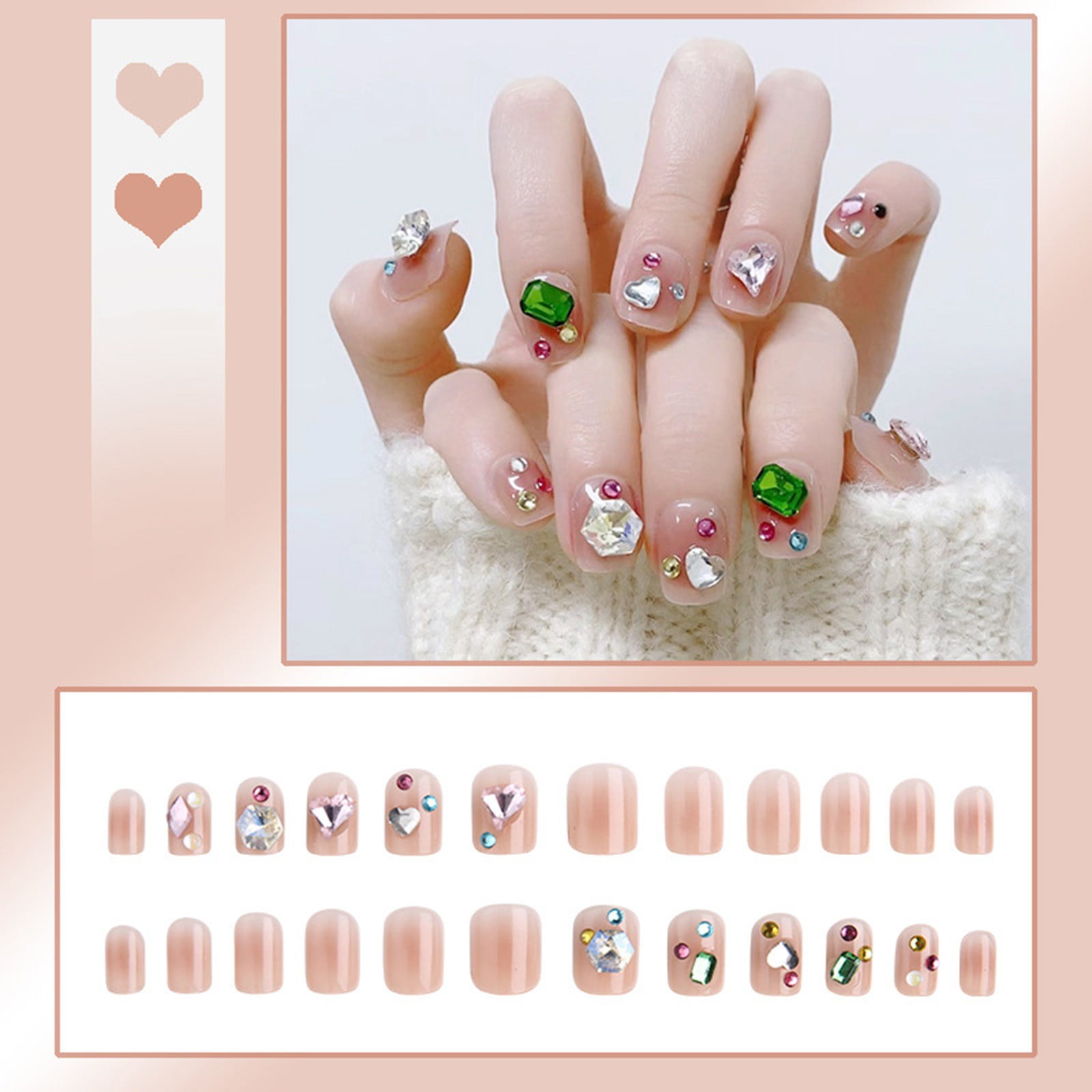 LLYZH False Nails 2024 Summer New Three Big Drill Nail Paste Net Red ...