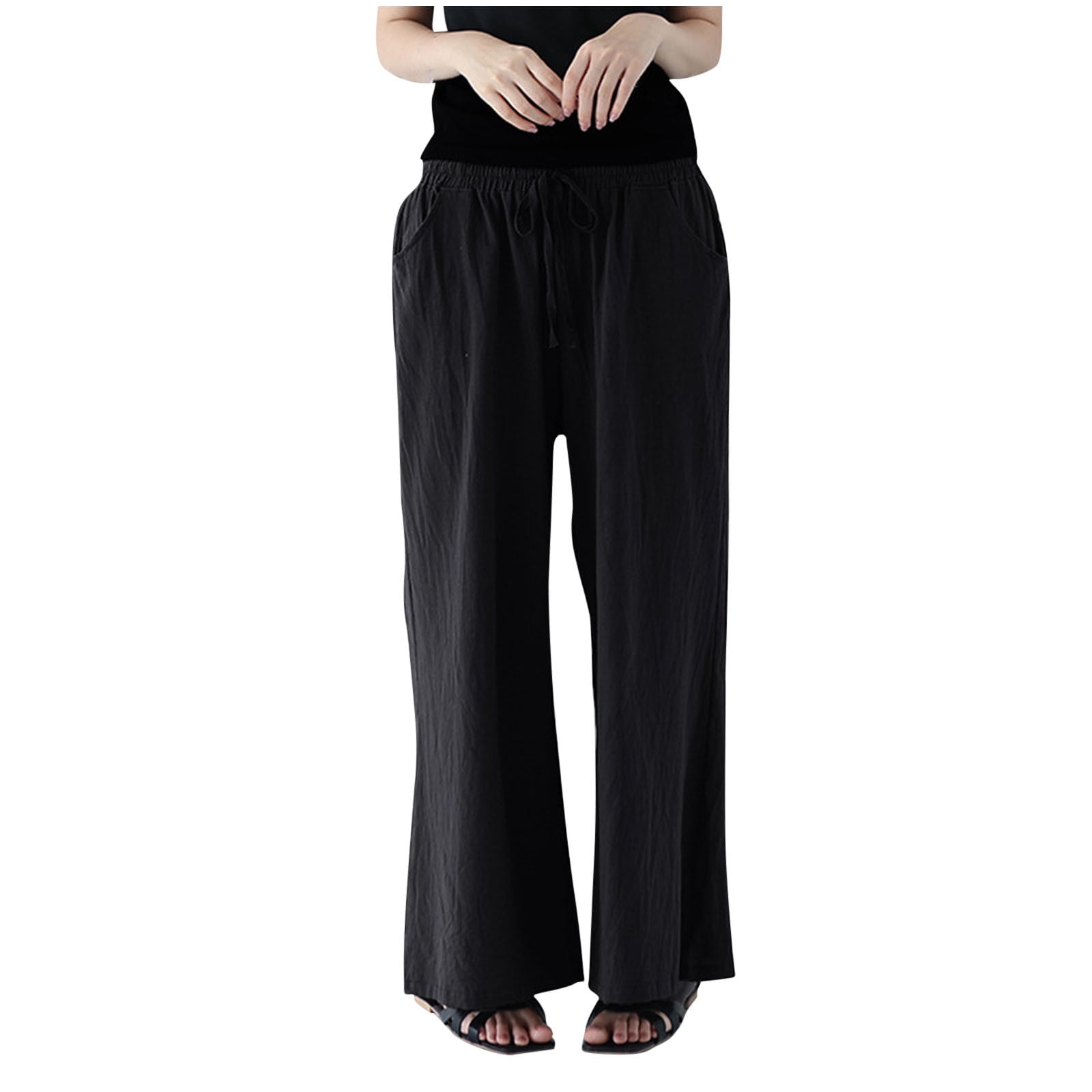 LLYwey High Waisted Scrub Pants For Women Pants Oversized Thin Wide Leg ...