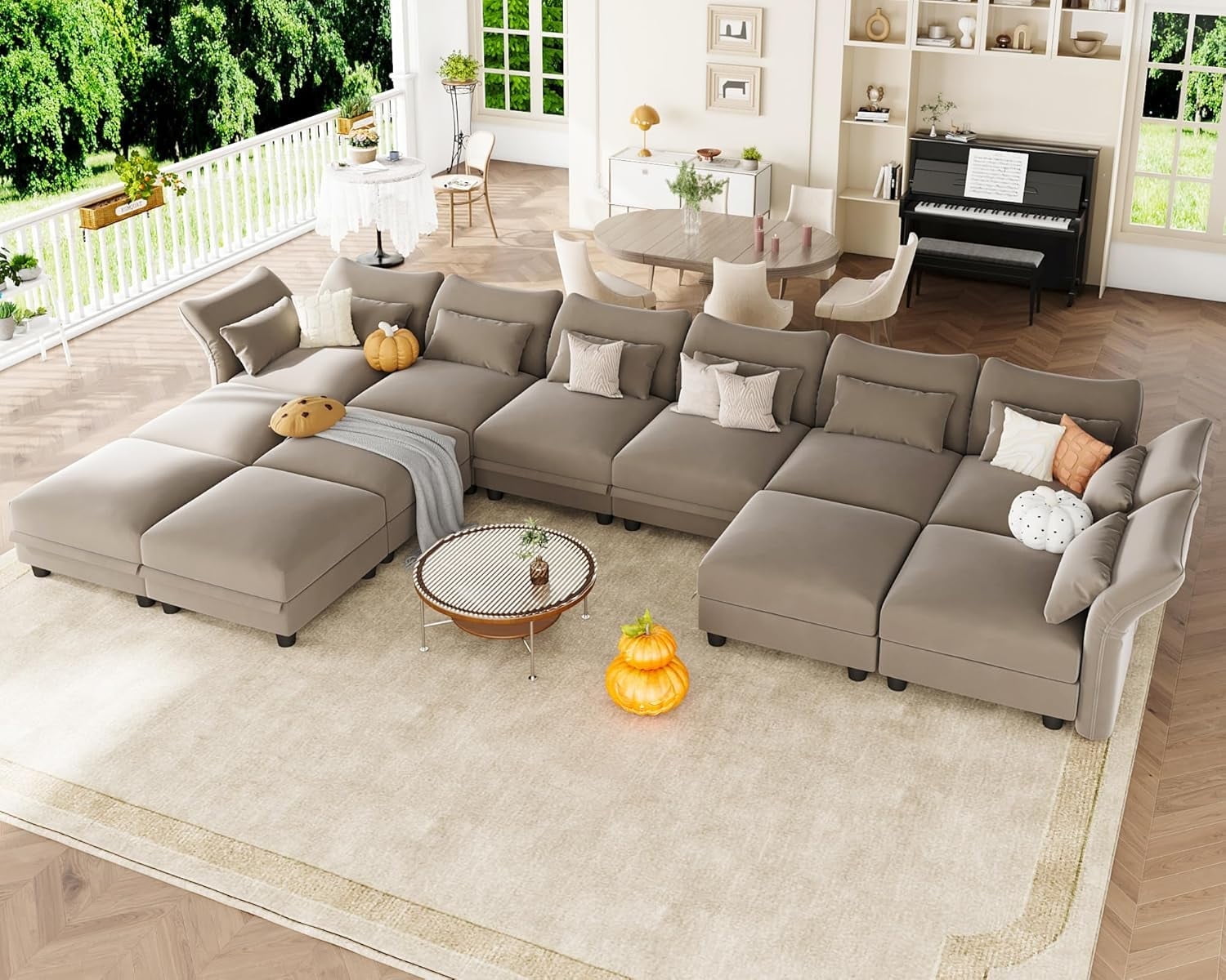 LLappuil 179" Modular Sectional Sofa, 12 Seat Modular Sectional Sofa ...