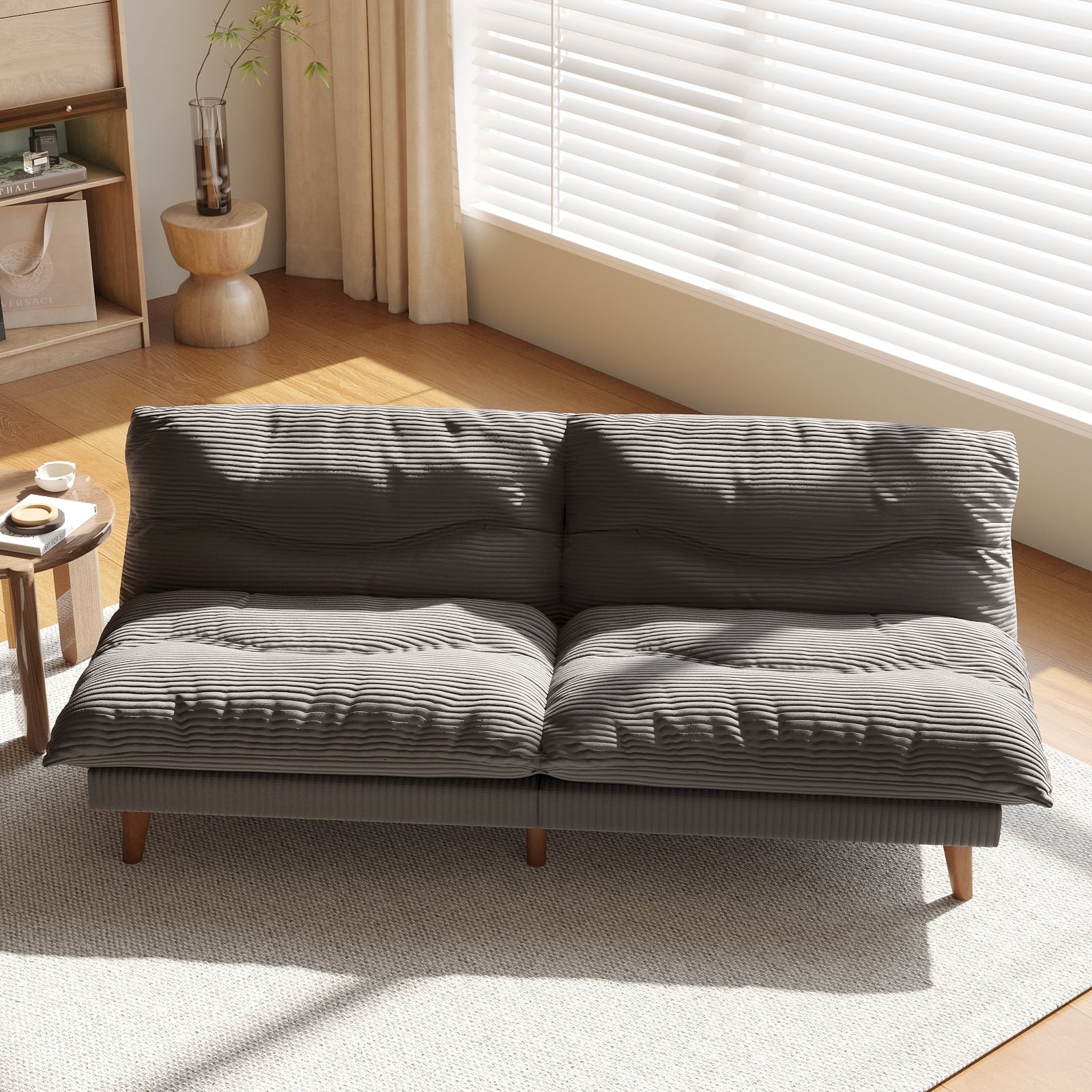 LLappuil 69" Futon Convertible Sofa Bed, Corduroy Loveseat Sofa Couch ...