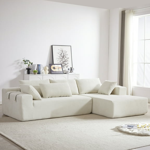 FRMALL 105" Modular L-Shaped Sectional Sofa with Cup Holders, Deep Seat ...