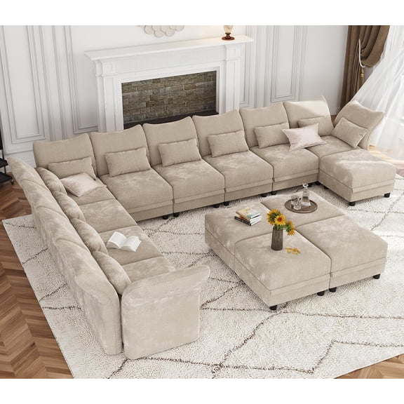LLappuil Modular Sectional Sofa, 20 Seat Oversized Modular Sectional ...