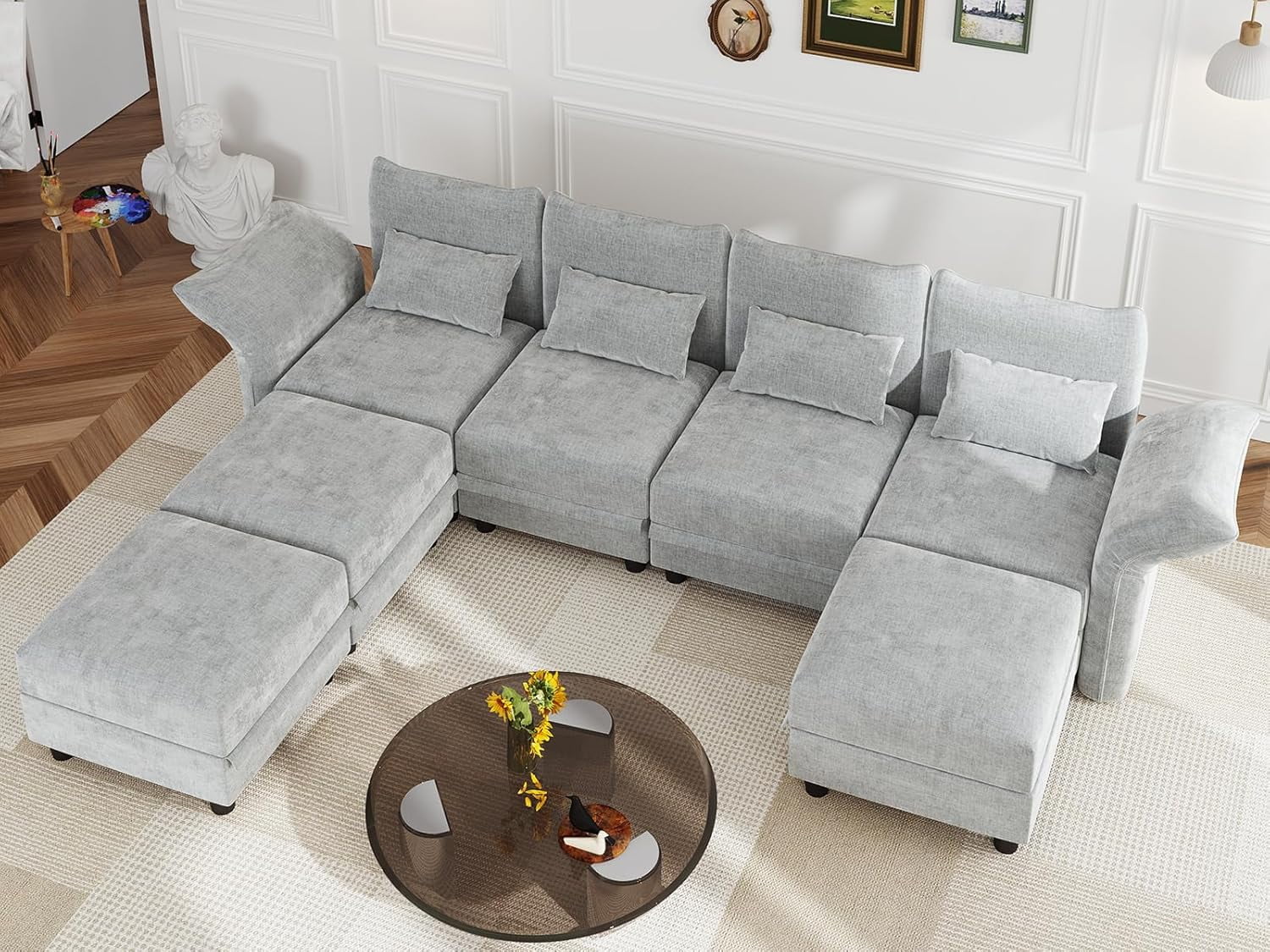 LLappuil Modular Sectional Sofa, 7 Seat Modular Sectional Sofa with 3 ...
