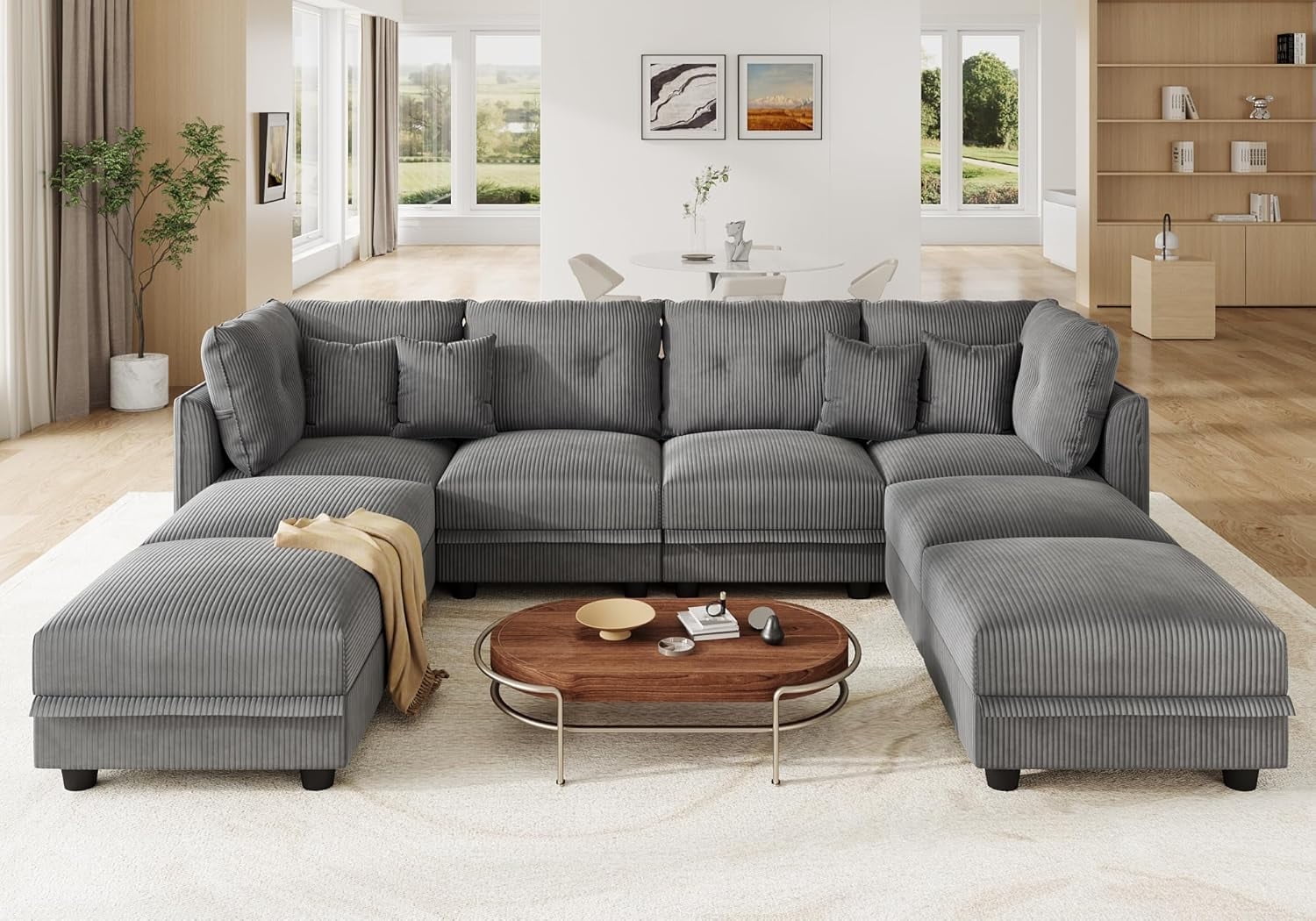 LLappuil Modular Sectional Sofa, 8 Seat Corduroy Sectional Sofa with ...