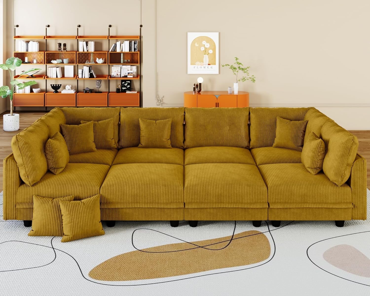 LLappuil Modular Sectional Sofa, 8 Seat Corduroy Sectional Sofa with ...