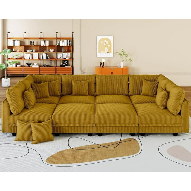 LLappuil Modular Sectional Sofa, 8 Seat Corduroy Sectional Sofa with ...
