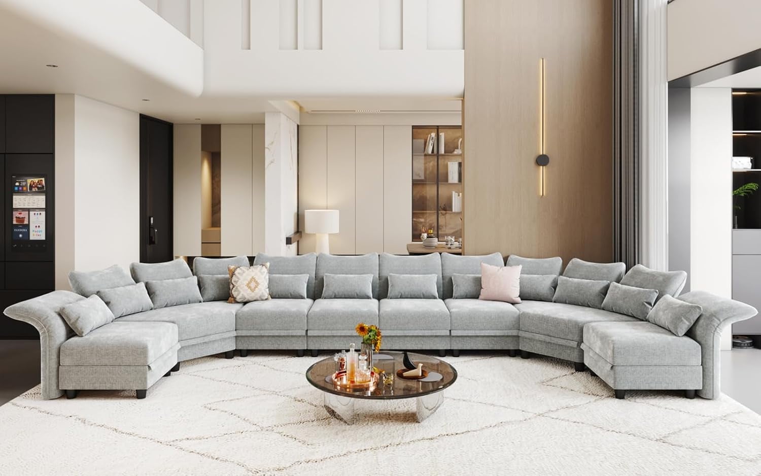 LLappuil Modular Sectional Sofa, 8 Seat Semicircular Modular Sectional Sofa with Storage, 2 ...