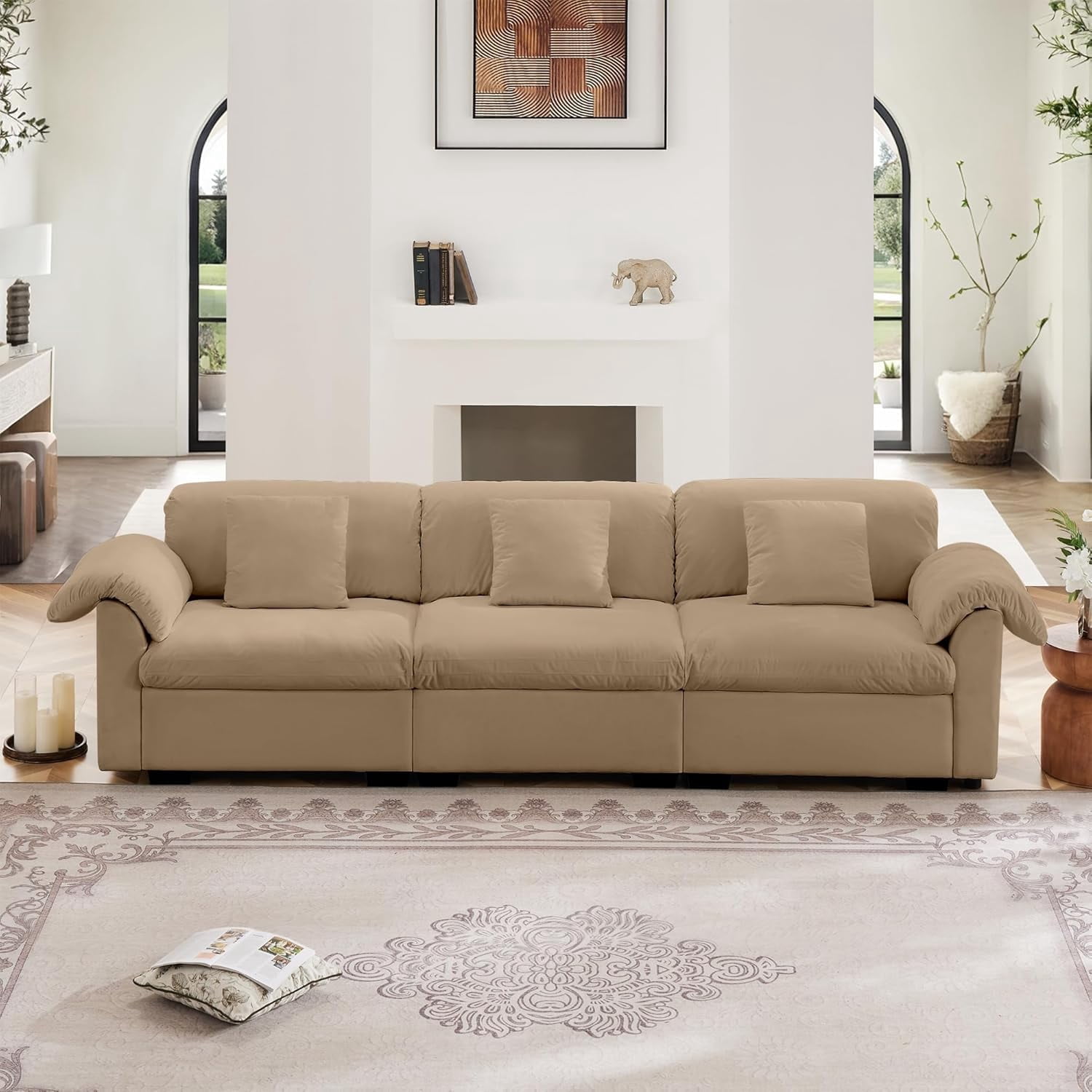 LLappuil Modular Sectional Sofa, Oversized 3 Seat Sofa, 22.4" Deep Seat ...