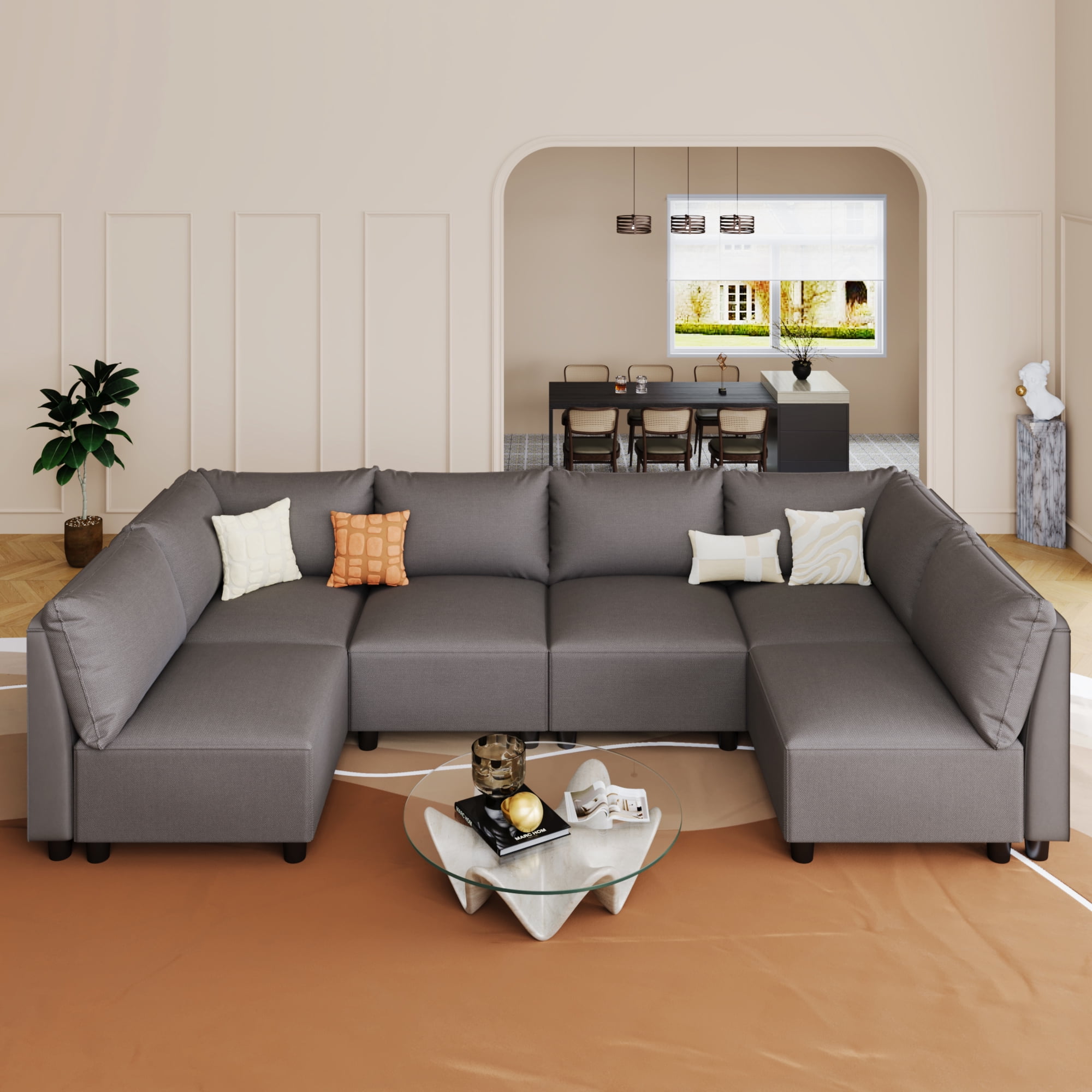 LLappuil Modular Sectional Sofa, U Shaped Modular Sectional Sofa with ...