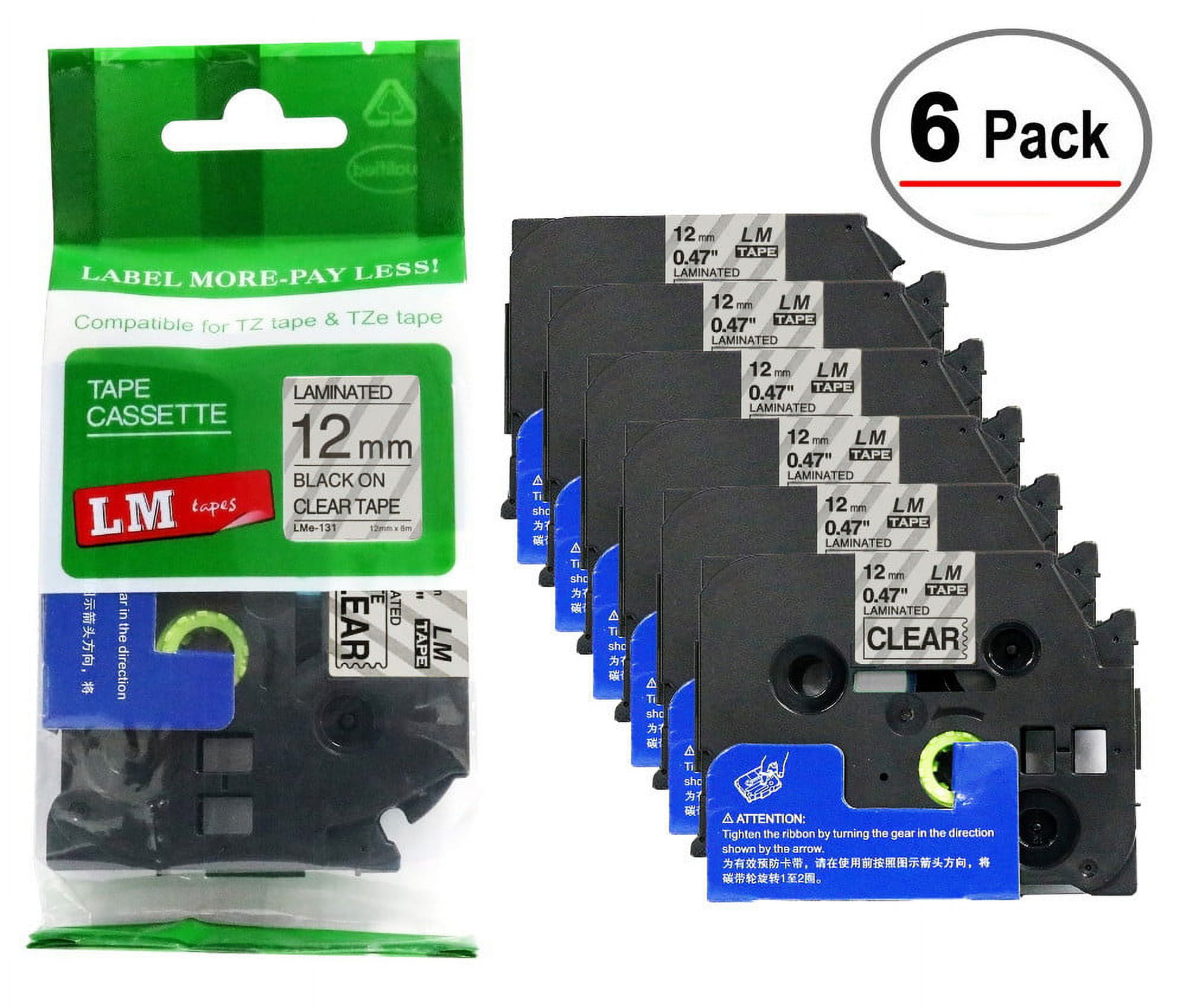 LM Tapes - 6/Pack Premium 1/2" Black Print on Clear Label Compatible ...