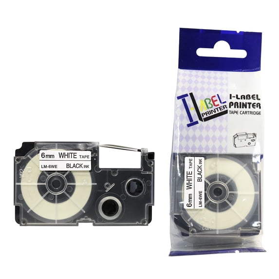 LM Tapes Premium Compatible with Casio XR6WE 3/8 In Black on White Tape ...