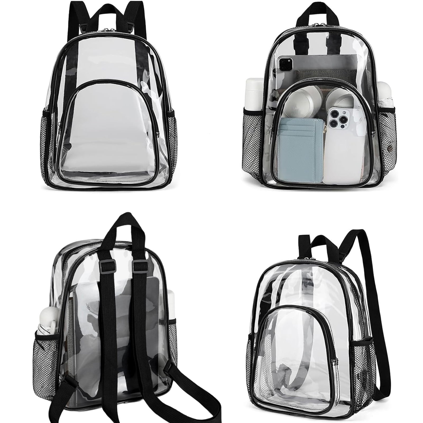 LMEEOR Backpack with Charger Clear Backpack Heavy Duty Clear Bookbag ...