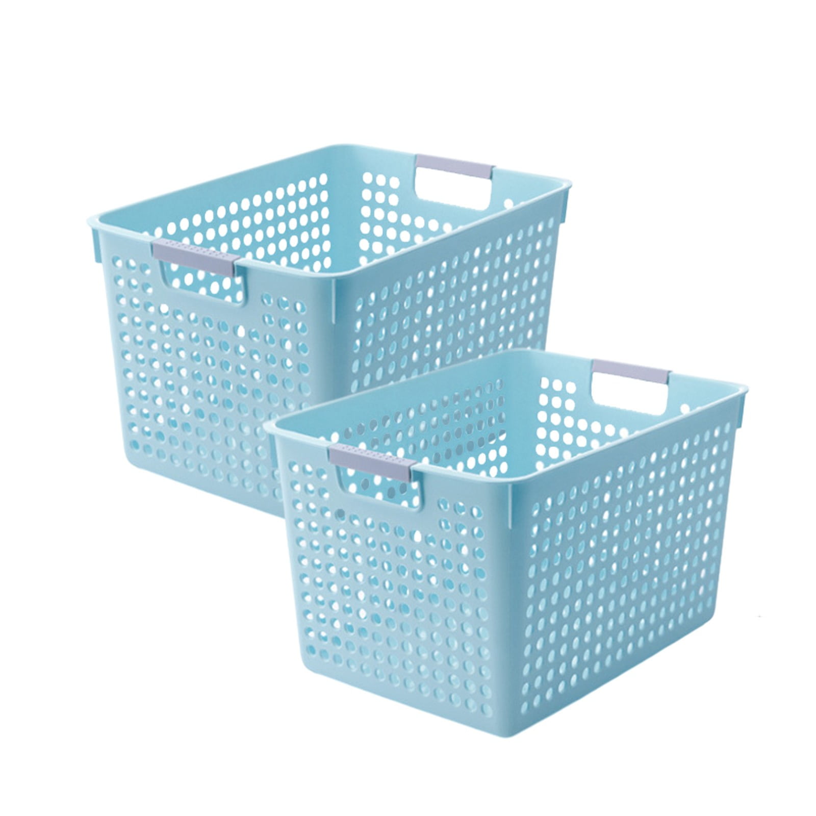 LMEEOR Storage Baskets, Plastic Laundry Basket-With Silvery Handle ...
