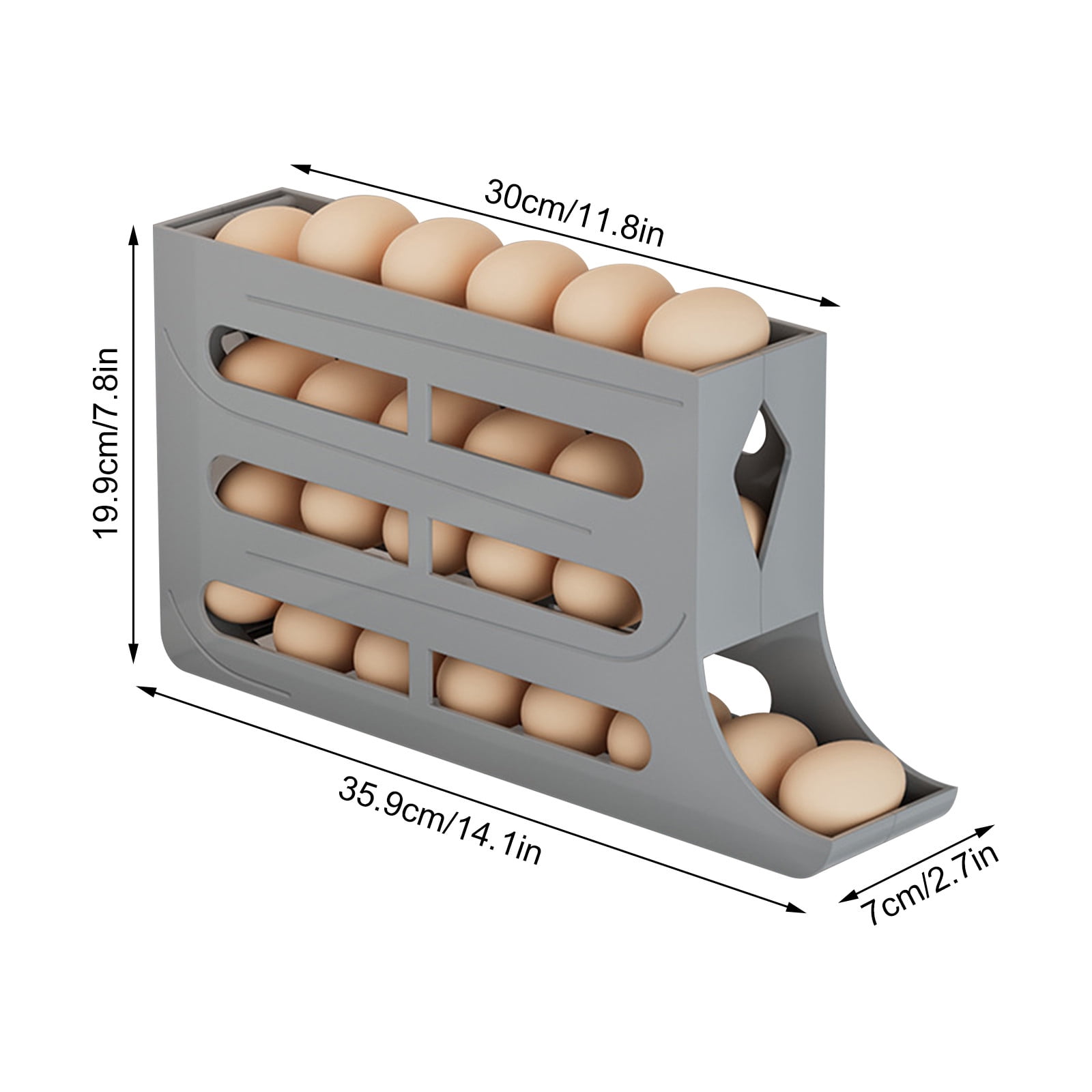 LMEEOR Storage Boxes, 4 Tiers Eggs for Fridge Auto Rolling Fridge Eggs ...