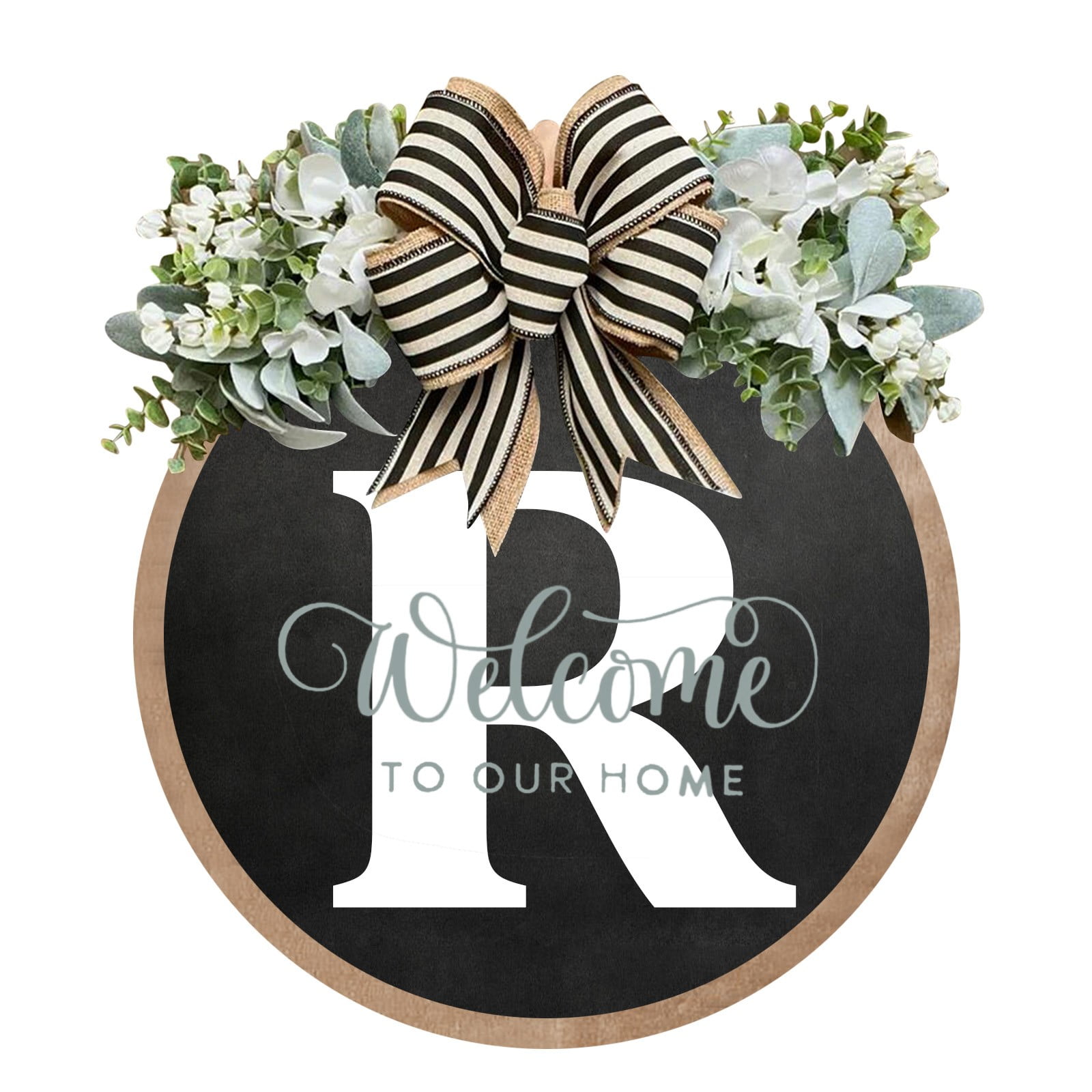 LMEIZUN Letter R Lwreaths for Front Door Wreath Wooden Welcome Sign for ...