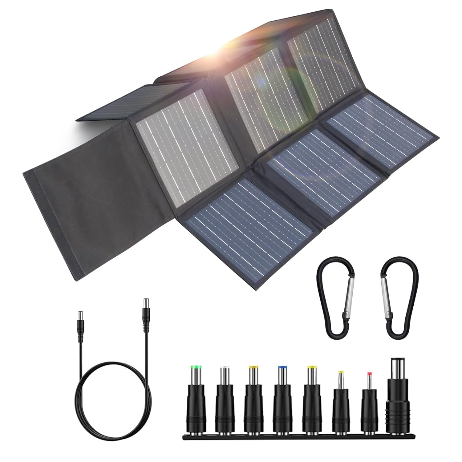 LMENGER 100W Portable Solar Panel 18V with 2 USB-A, a USB-C and a DC ...