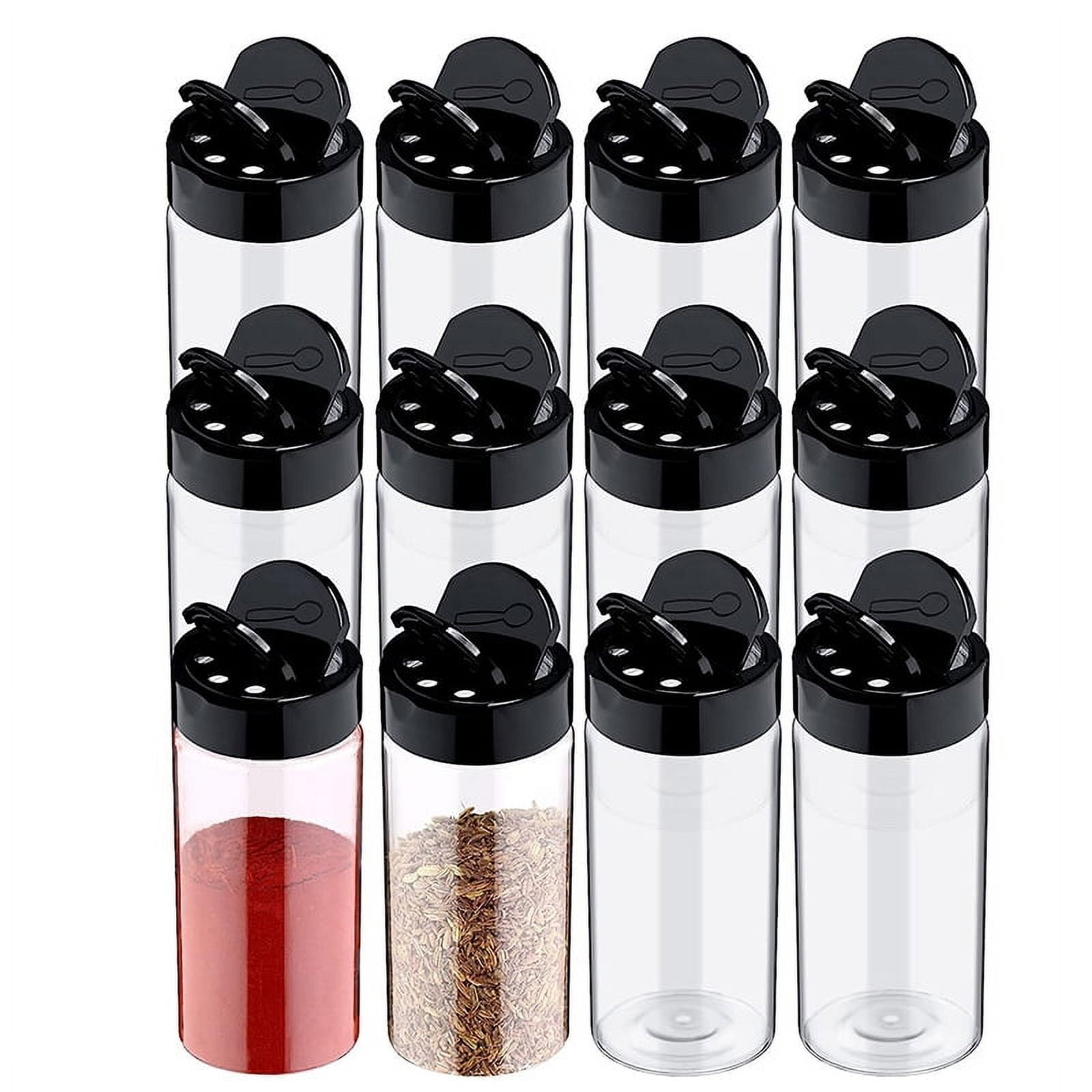 LMETJMA Clear Plastic Spice Jar with Shaker Lids Kitchen Seasoning ...