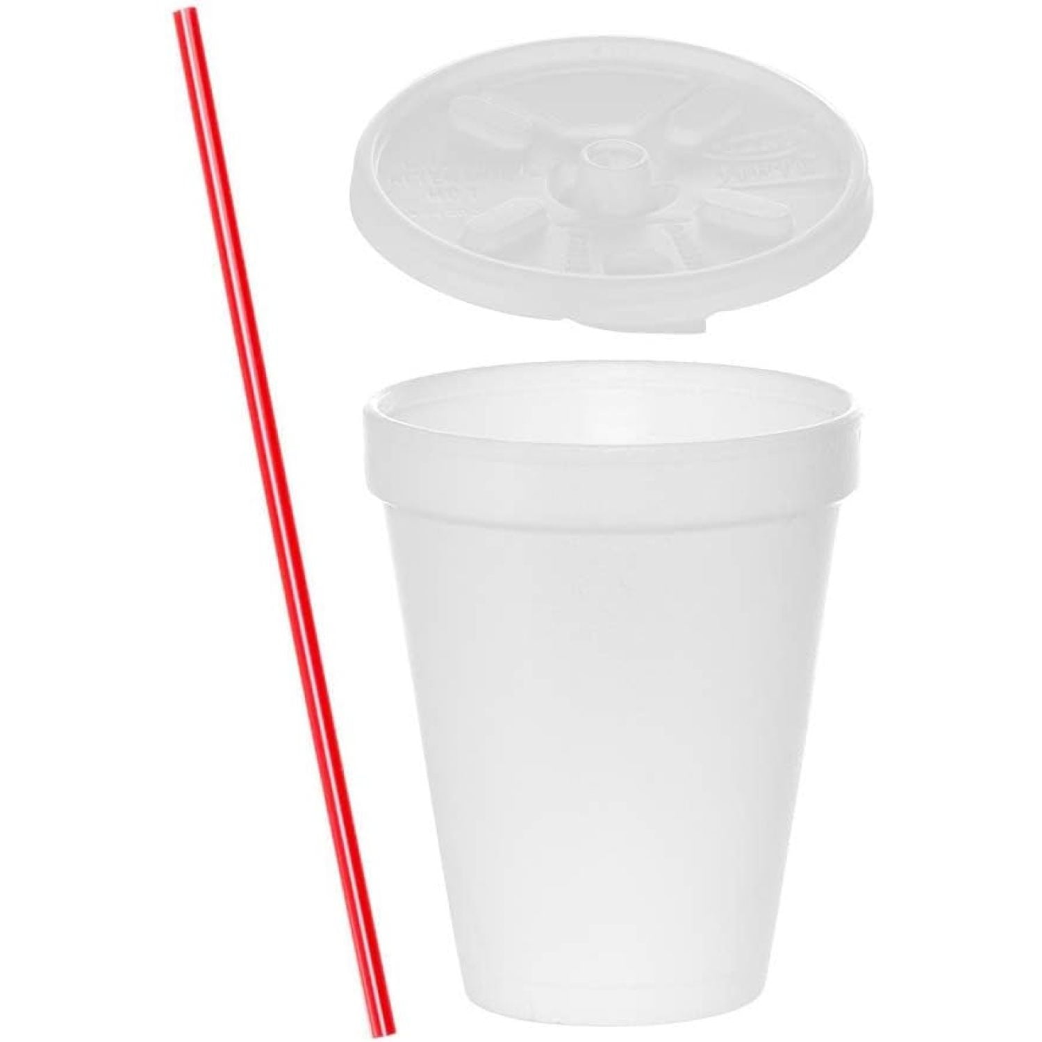 LMHF (100 Sets) 12 oz White Foam Cups with Lift'n'Lock Lids and ...