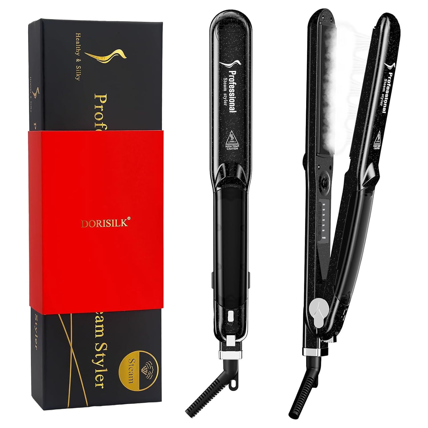 LMHF 2.0 Upgraded Steam Straighteners for Hair, Professional Salon Ceramic Tourmaline Vapor ...