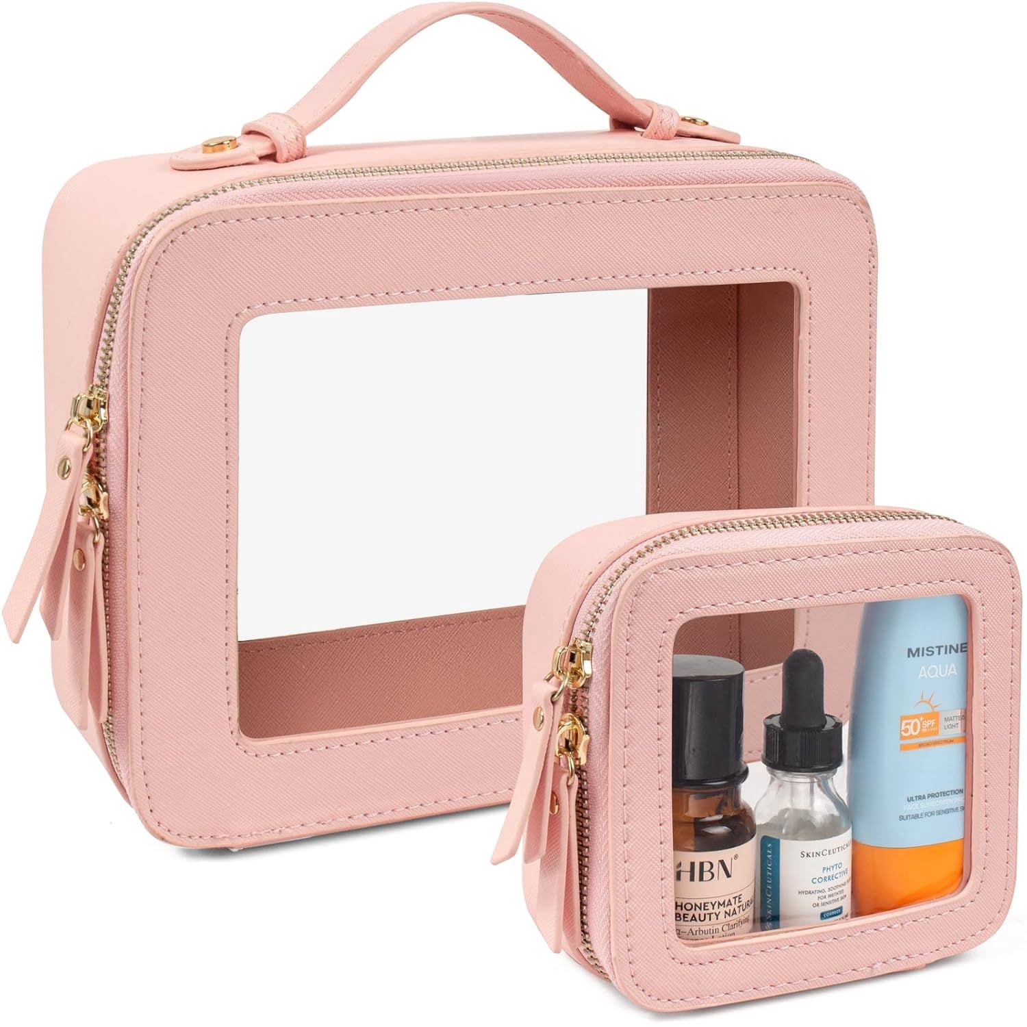 LMHF Clear Makeup Bags Set - TSA Approved Toiletry Bag with Handle ...