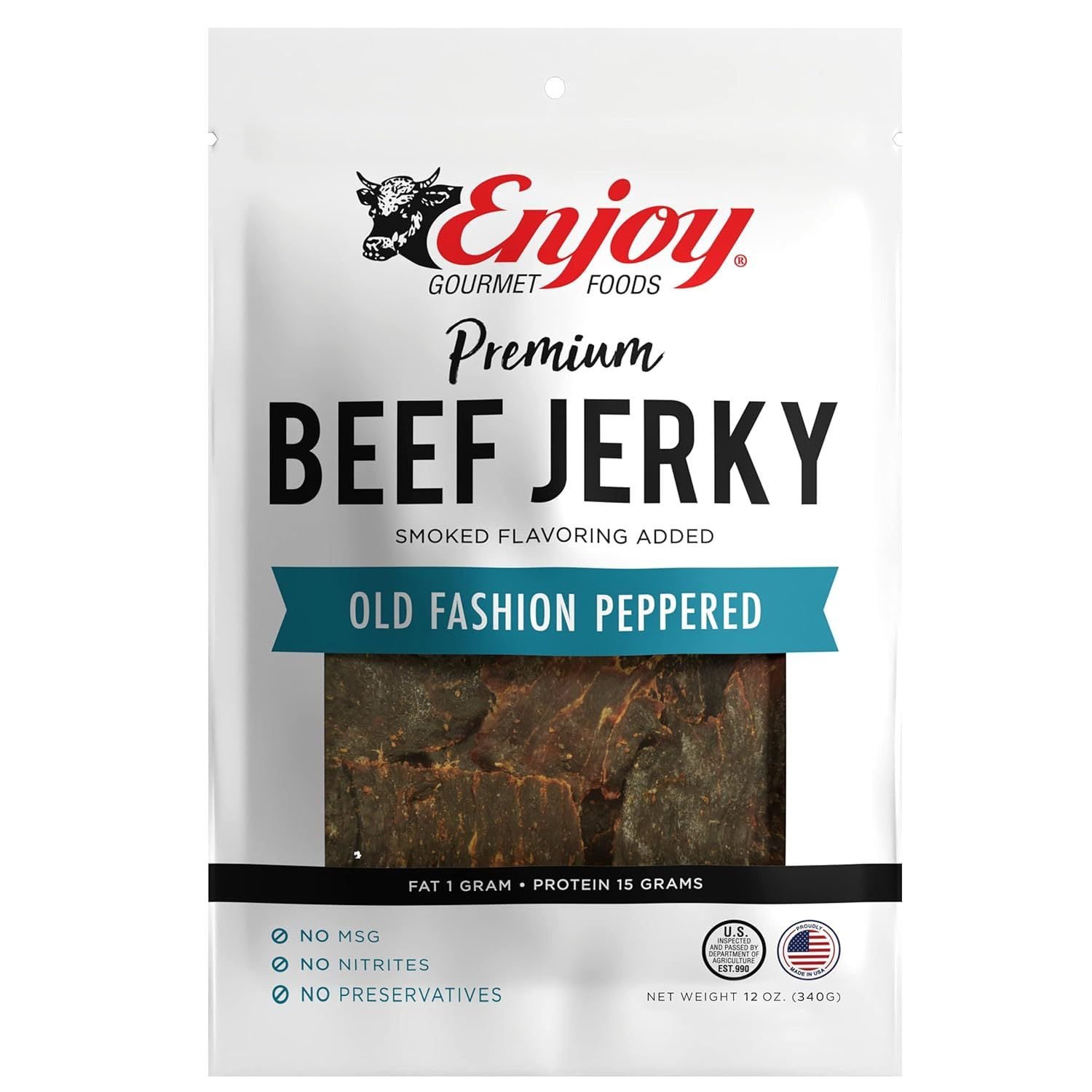 LMHF Old Fashion Peppered Beef Jerky 12 oz (Pack of 1) | Traditional Style | USA Made | High ...
