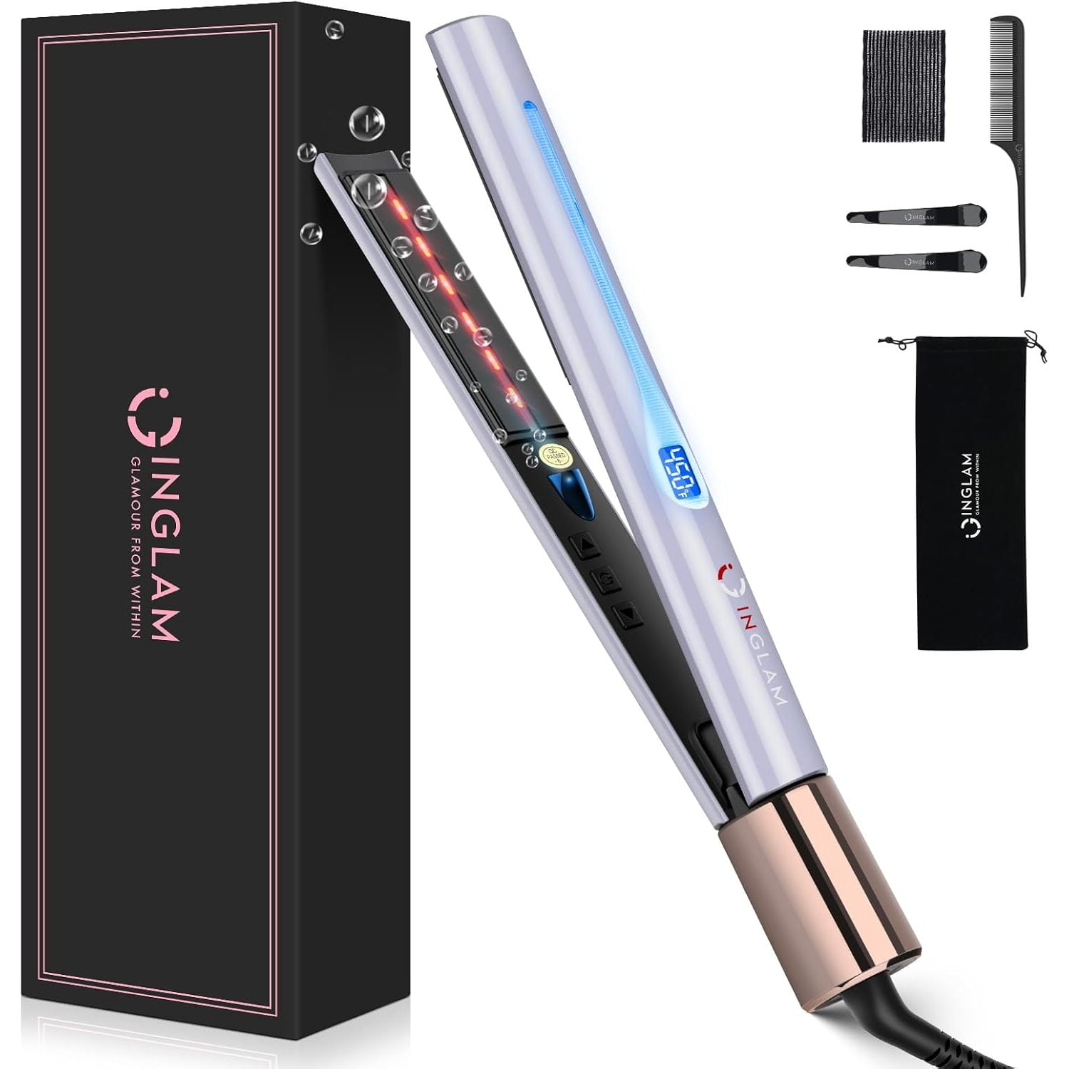 LMHF Titanium Flat Iron Hair Straightener, Curling Iron 1 Inch ...