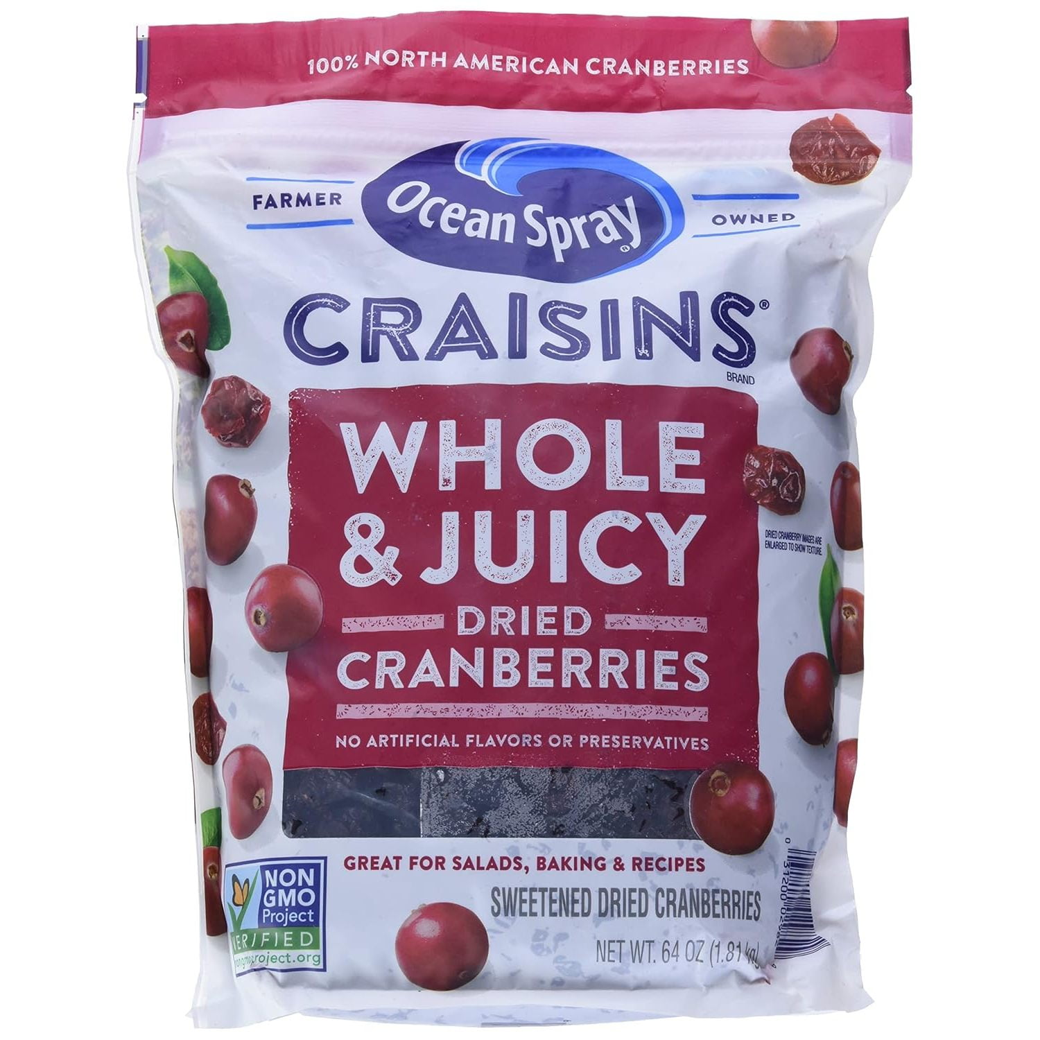 LMHF Whole Craisins Dried Cranberries (64 Oz),64 Ounce (Pack of 36 ...