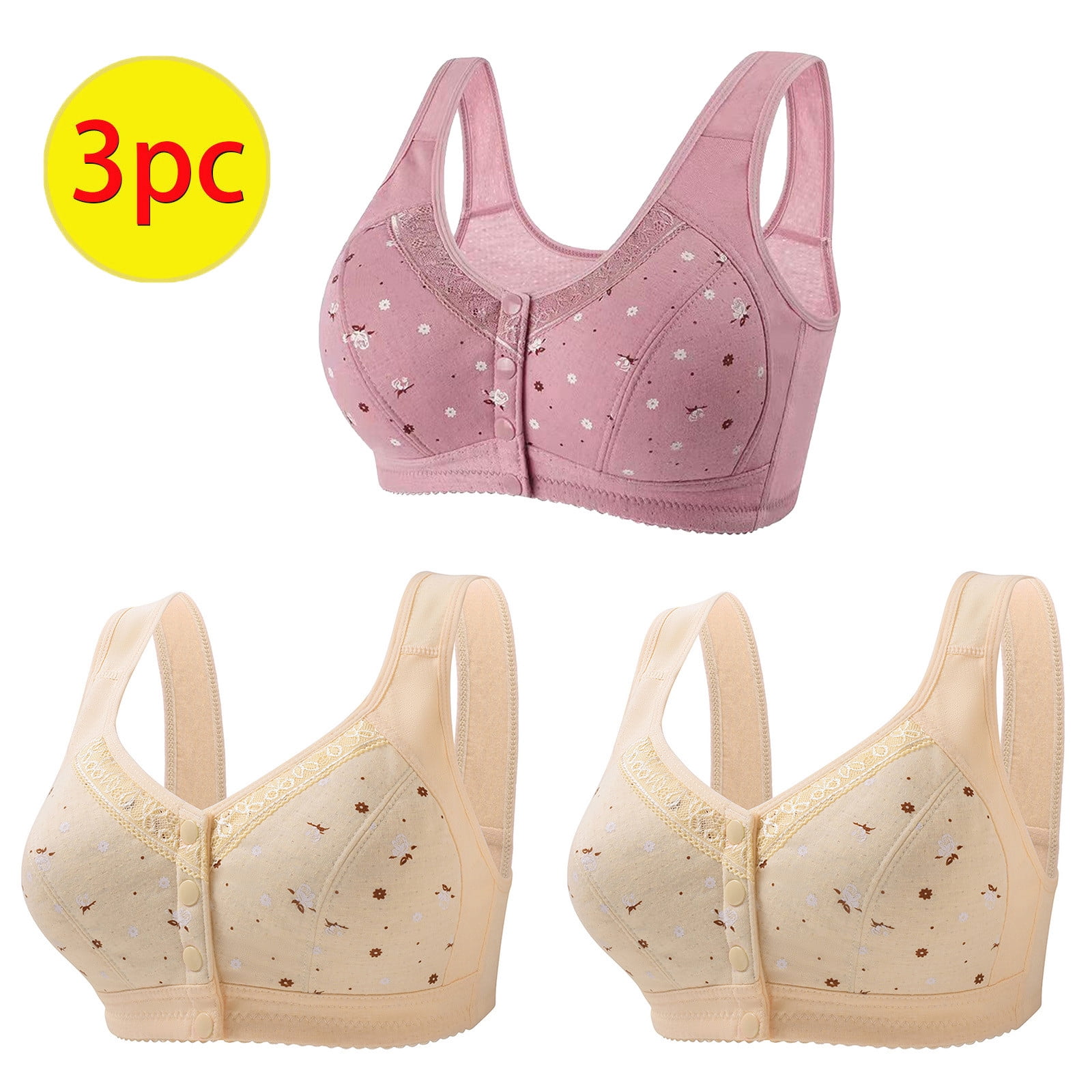 LMKIHUSA 3PCS Daisy Bra for Older Women,Women Bras Clearance Sale,Front ...