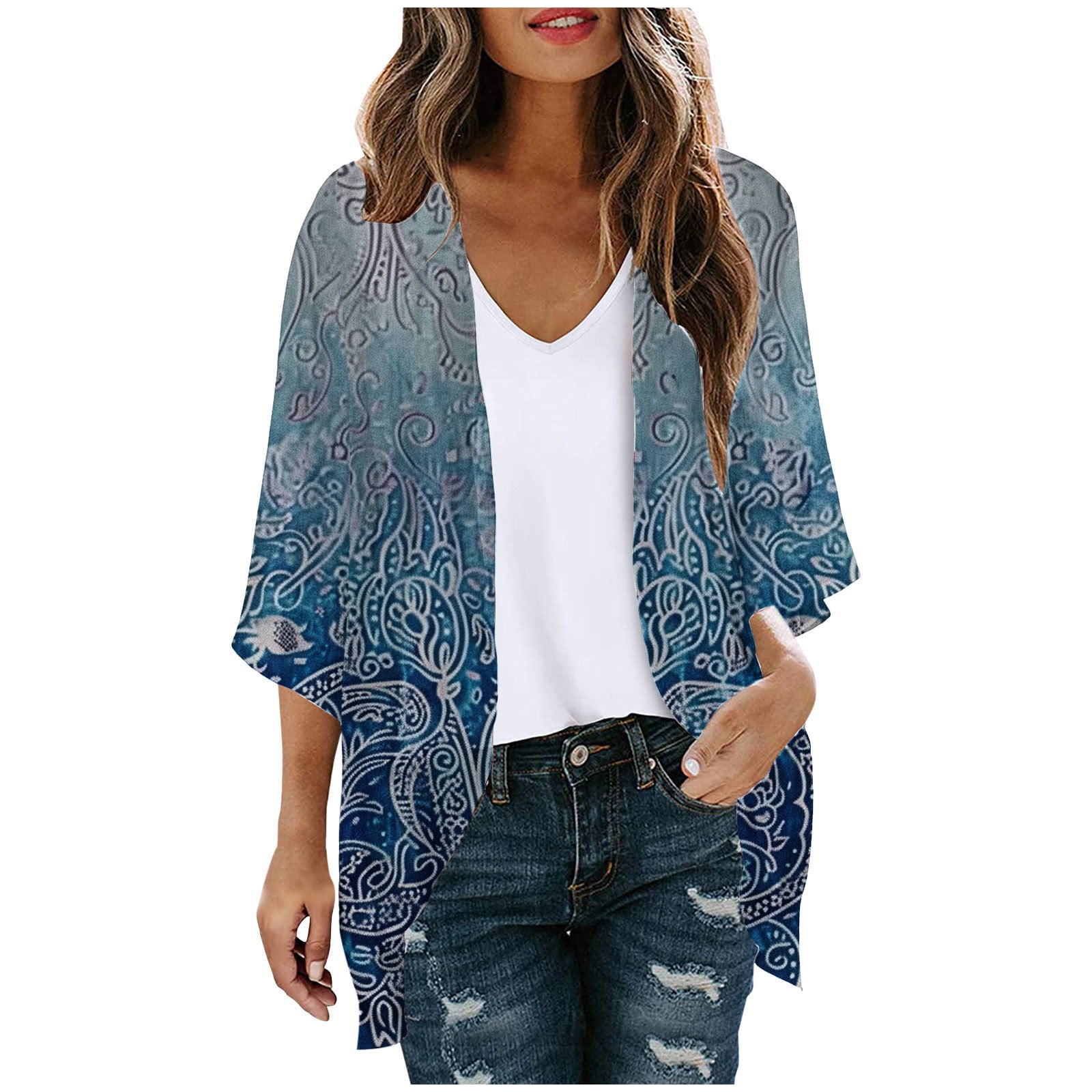 LMKIHUSA Floral Cover Ups for Women,Summer Sheer Lightweight Cardigan ...