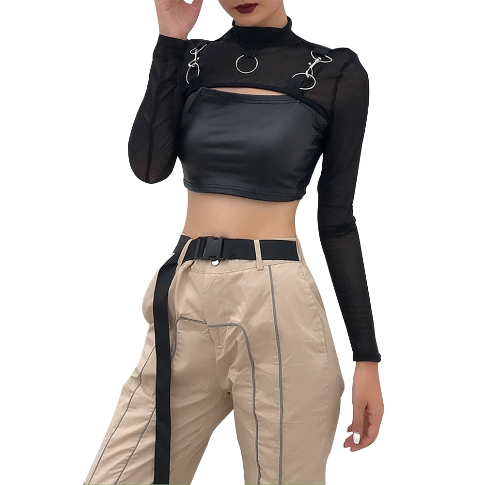 LMLYSoH Women Mesh Blouse, Long Sleeve High Neck See Through Blouse for ...