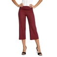 LMLYSoH Womens Wide Leg Capris Casual Fold Over Waist Stylish Solid ...