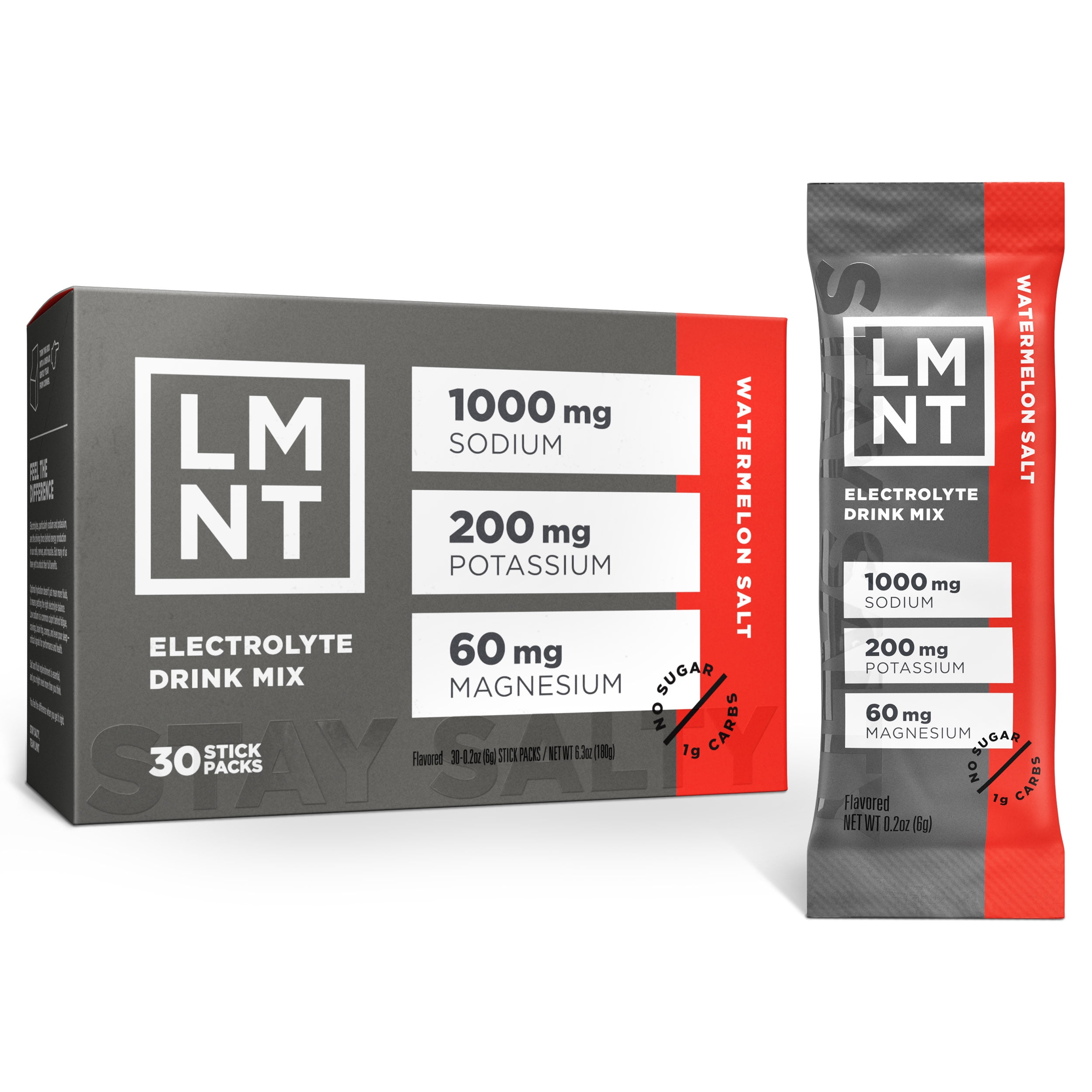LMNT Watermelon Salt Electrolyte Drink Mix 30 Count for Hydration and ...
