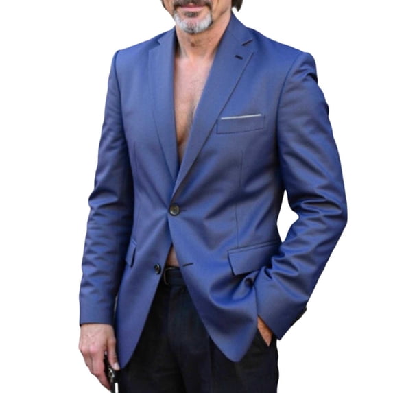 LMOIPLI Men Business Notch Lapel Two Button Wrinkle Resistant Blazer ...