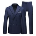 LMOIPLI Men Solid Notch Lapel Double Breasted Two Piece Suit Wedding ...