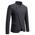 LMOIPLI Men Stand Collar Tweed Asymmetric Double Breasted Blazer ...