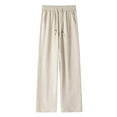 LMOIPLI Men Tassel Drawstring Textured Wide Leg Pants Loose Breathable ...