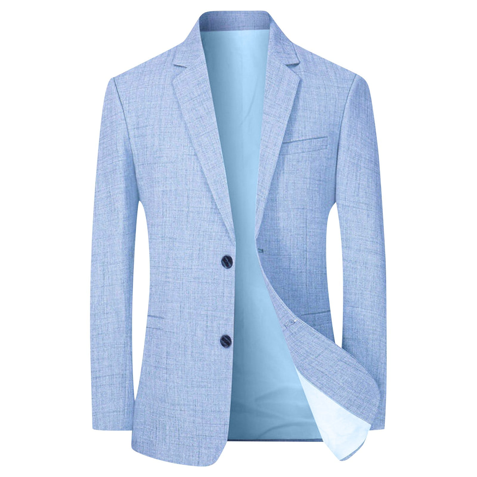 LMOIPLI Men Textured Solid Notch Lapel Two Button Lightweight Blazer ...