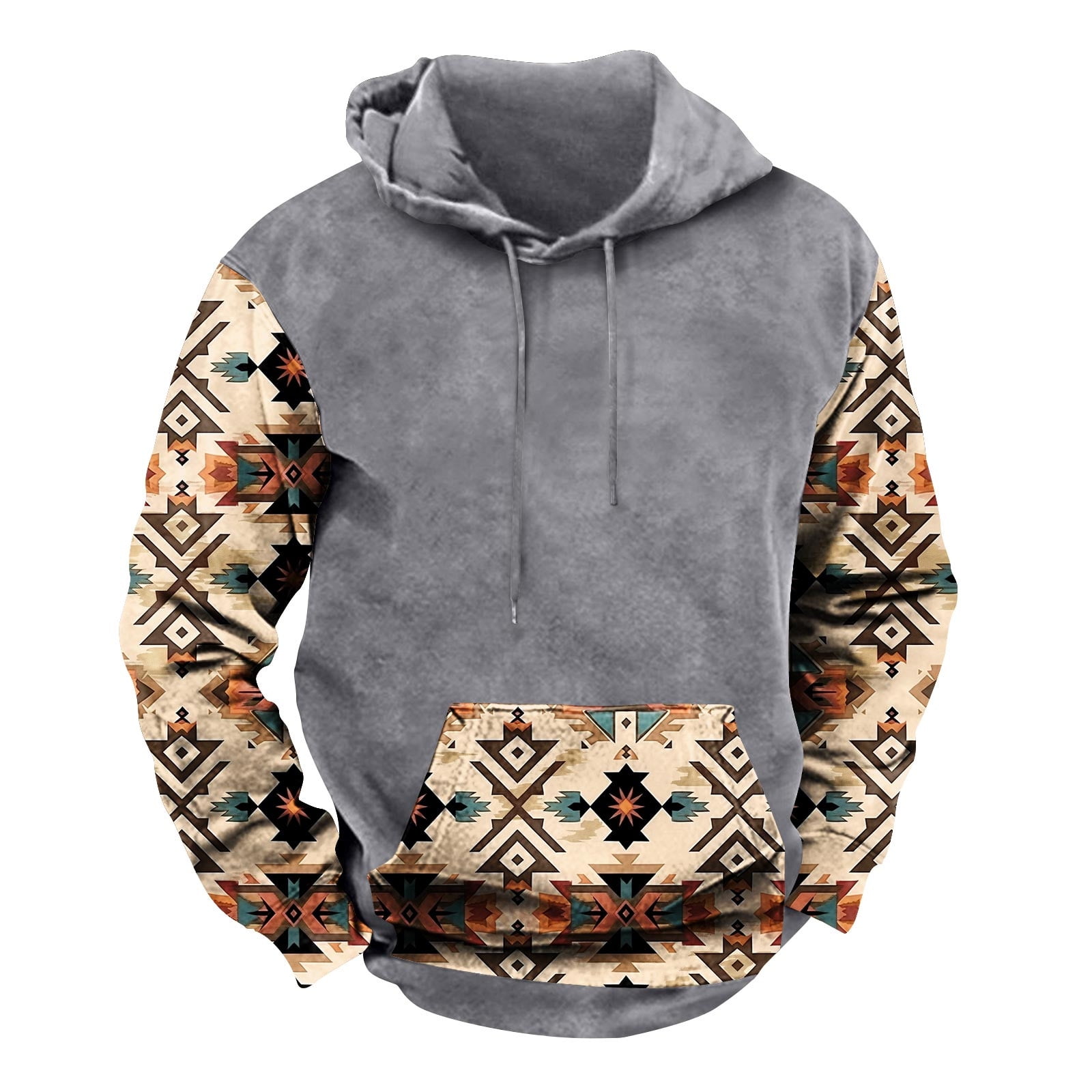 LMOIPLI Men's Aztec Western Cowboy Hoodies Pullover Vintage Ethnic ...