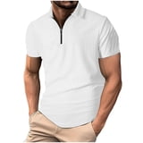 LMOIPLI Men's Golf Shirts Short Sleeve Quarter Zip Collar Shirt Casual ...