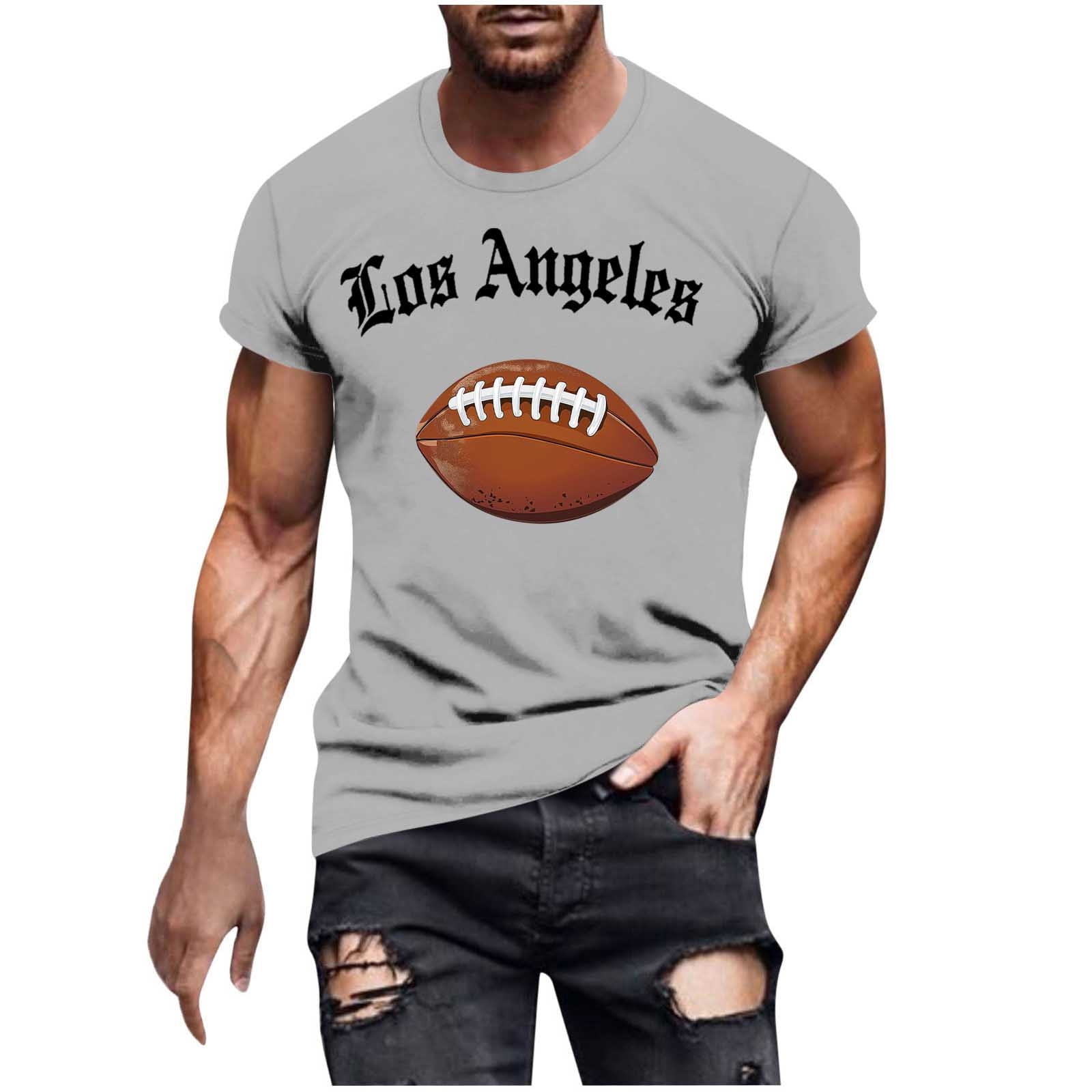 LMOIPLI Men's Los Angeles Football Graphic T-Shirt Short Sleeve Crew ...