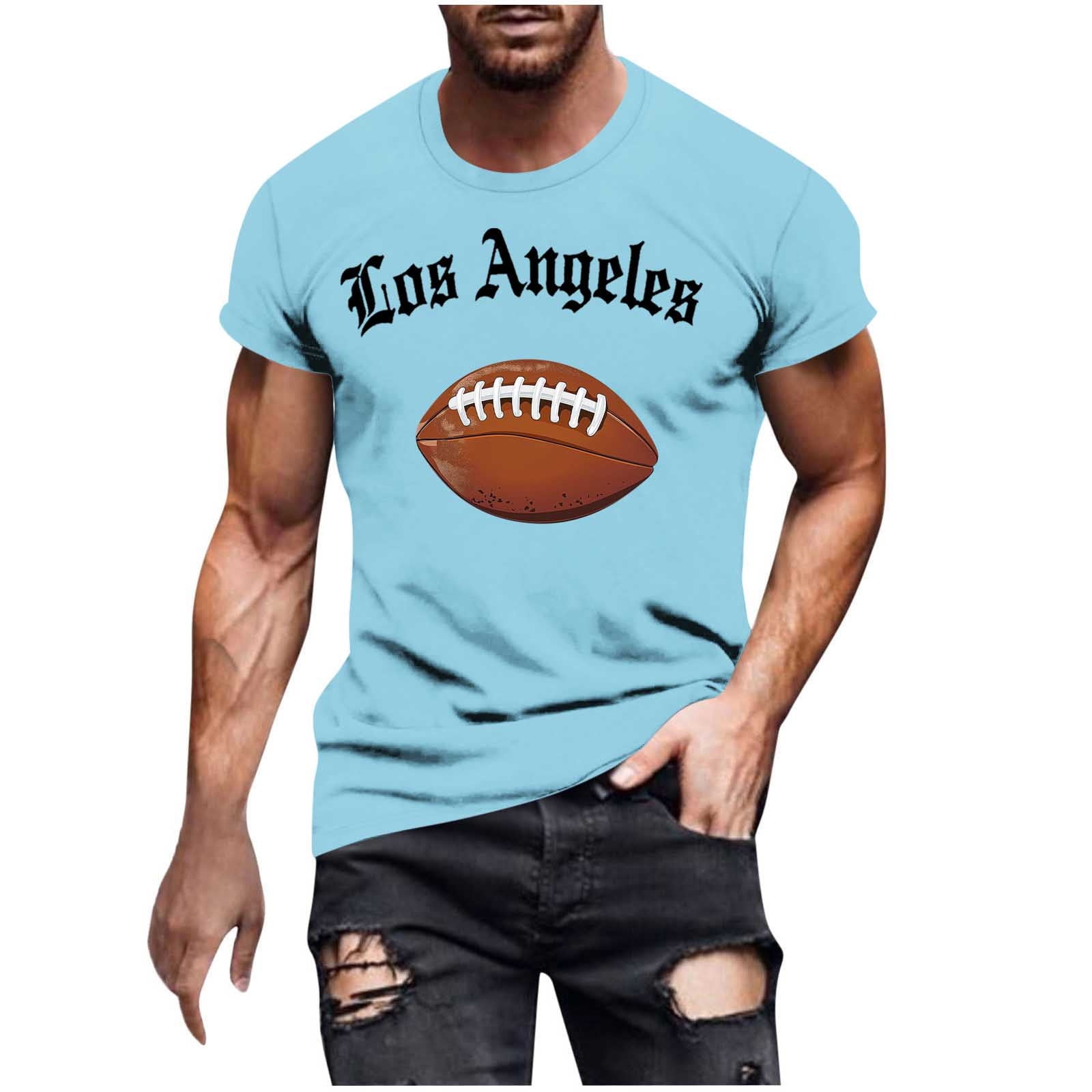 LMOIPLI Men's Los Angeles Football Graphic T-Shirt Short Sleeve Crew ...
