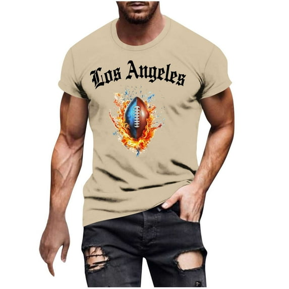 LMOIPLI Men's Los Angeles Football Graphic T-Shirt Short Sleeve Crew ...