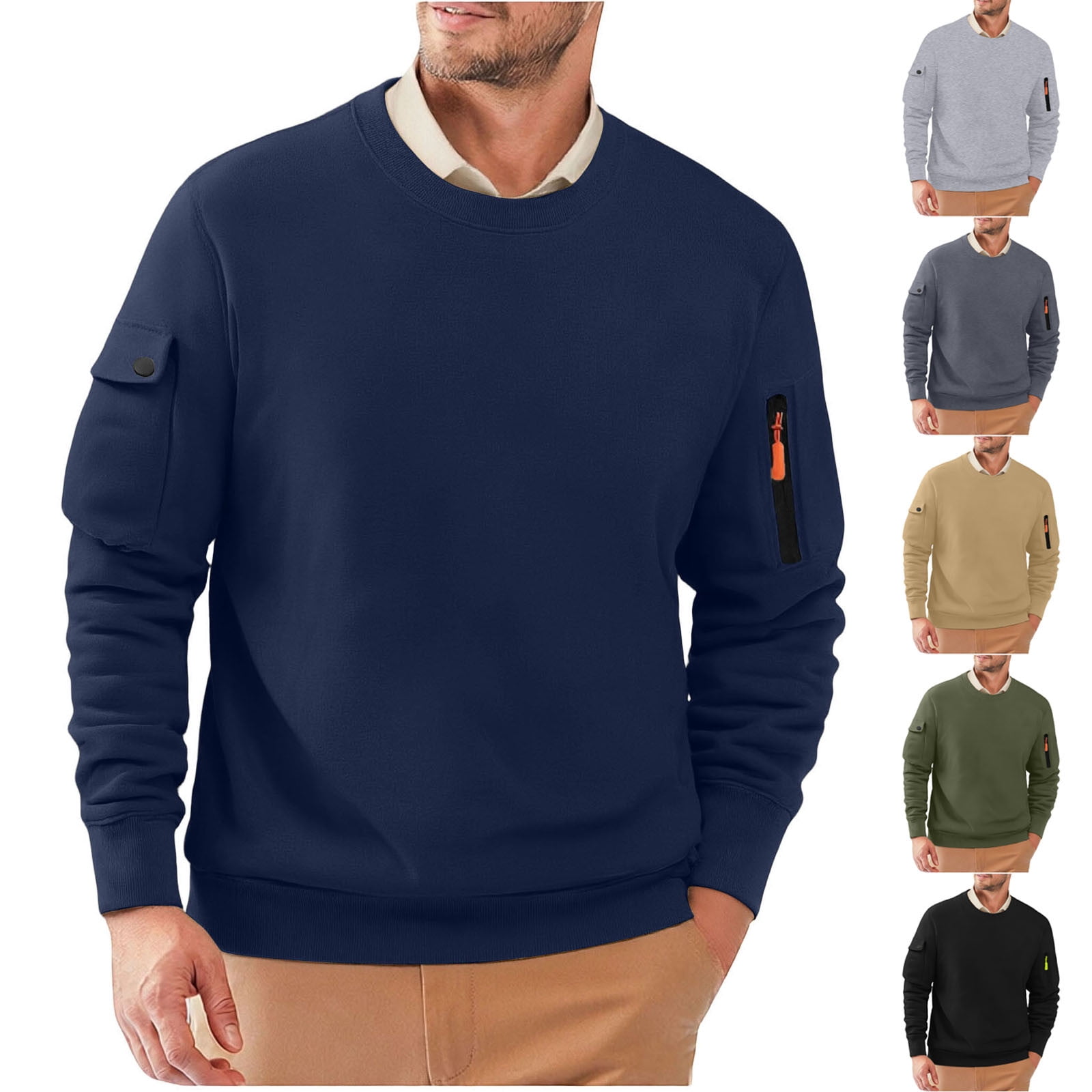 LMOIPLI Men's Oversized Sweatshirts Crew Neck Soft Casual Long Sleeves ...