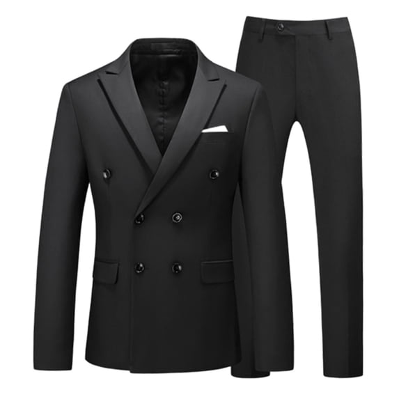 LMOIPLI Men's Solid Notch Lapel Double Breasted Two Piece Suit Wedding ...