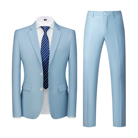 LMOIPLI Men's Solid Notch Lapel Two Button Two Piece Suit Business ...